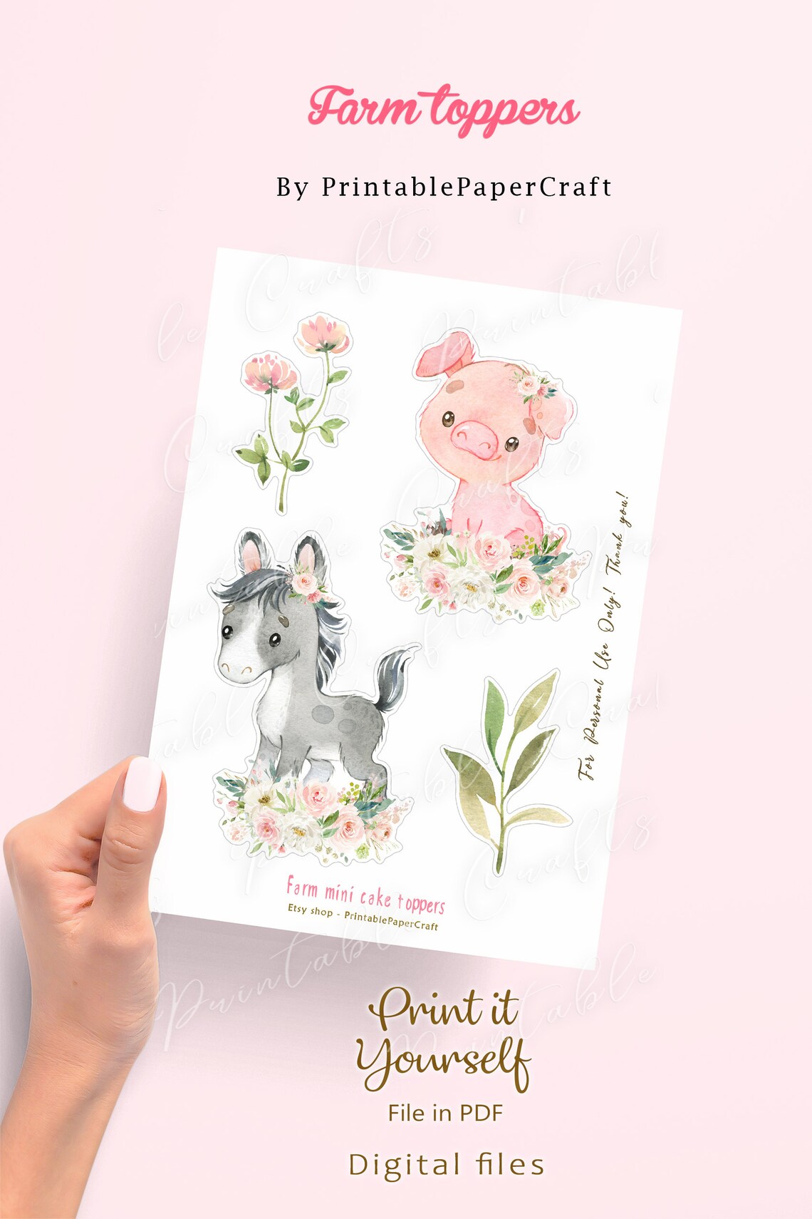 Girl Farm Centerpieces Farm Cake Toppers Pink Farm Birthday - Etsy