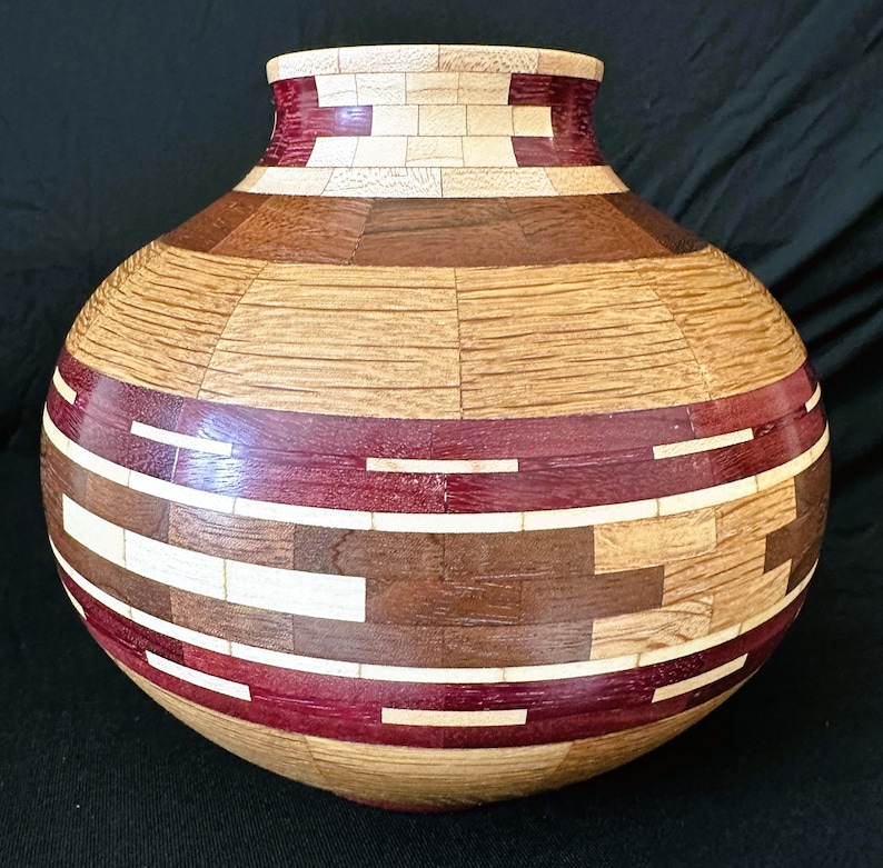 Segmented Wood Vase: Purple Heart, Walnut, Oak & Maple, Handmade Art - Etsy