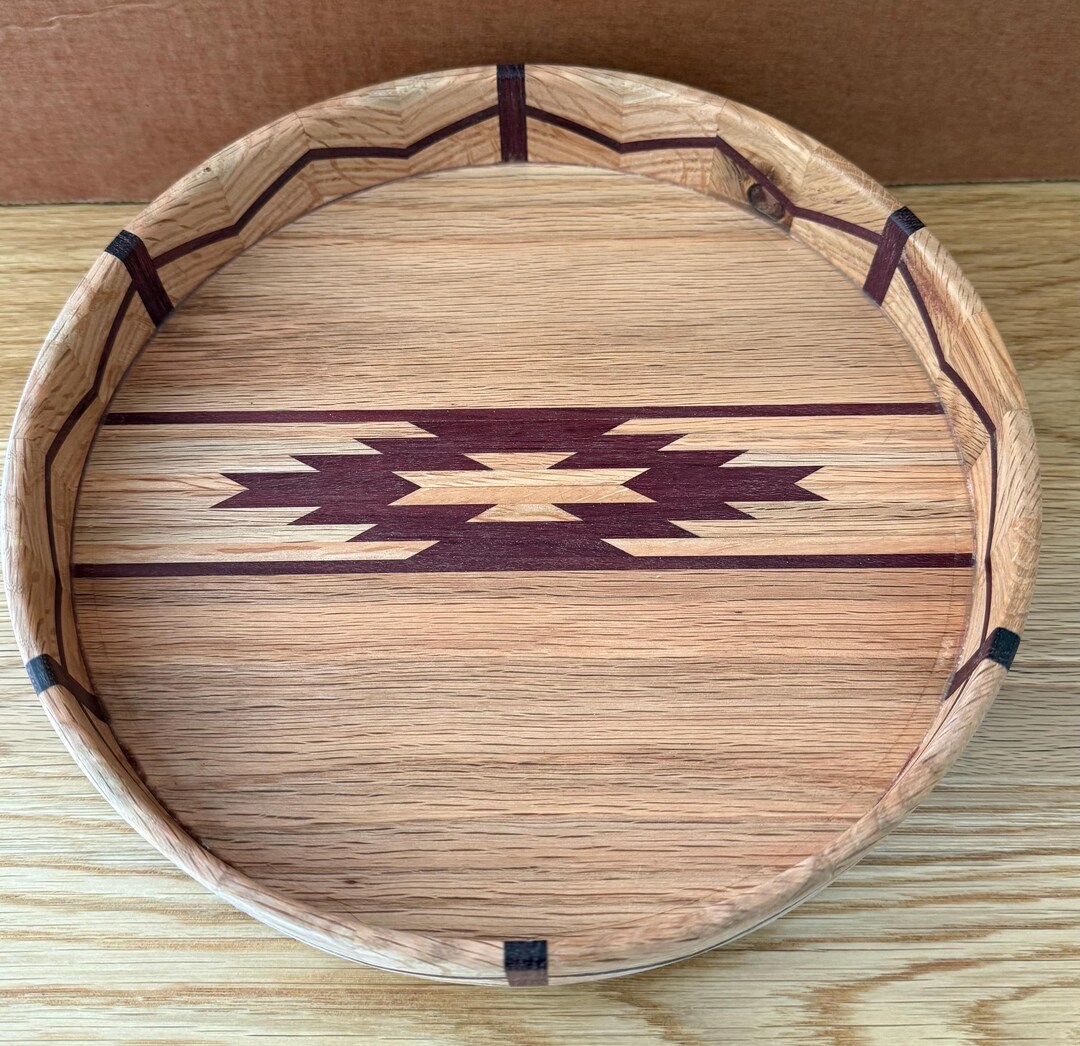 Segmented Oak Platter: Southwest Blanket Design, Purple Heart Footed ...