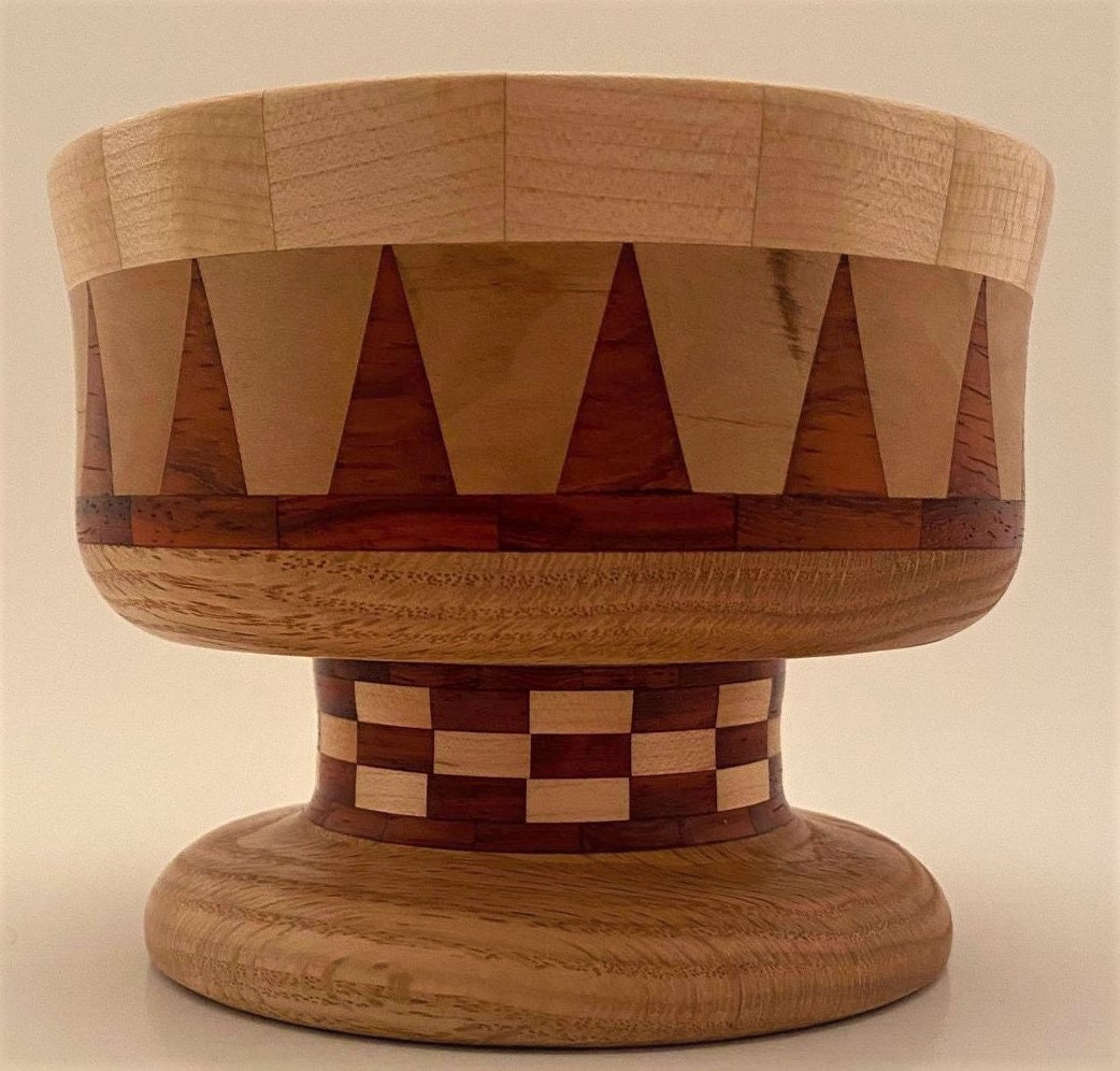 Segmented Wood Footed Bowl With Padauk Design - Etsy