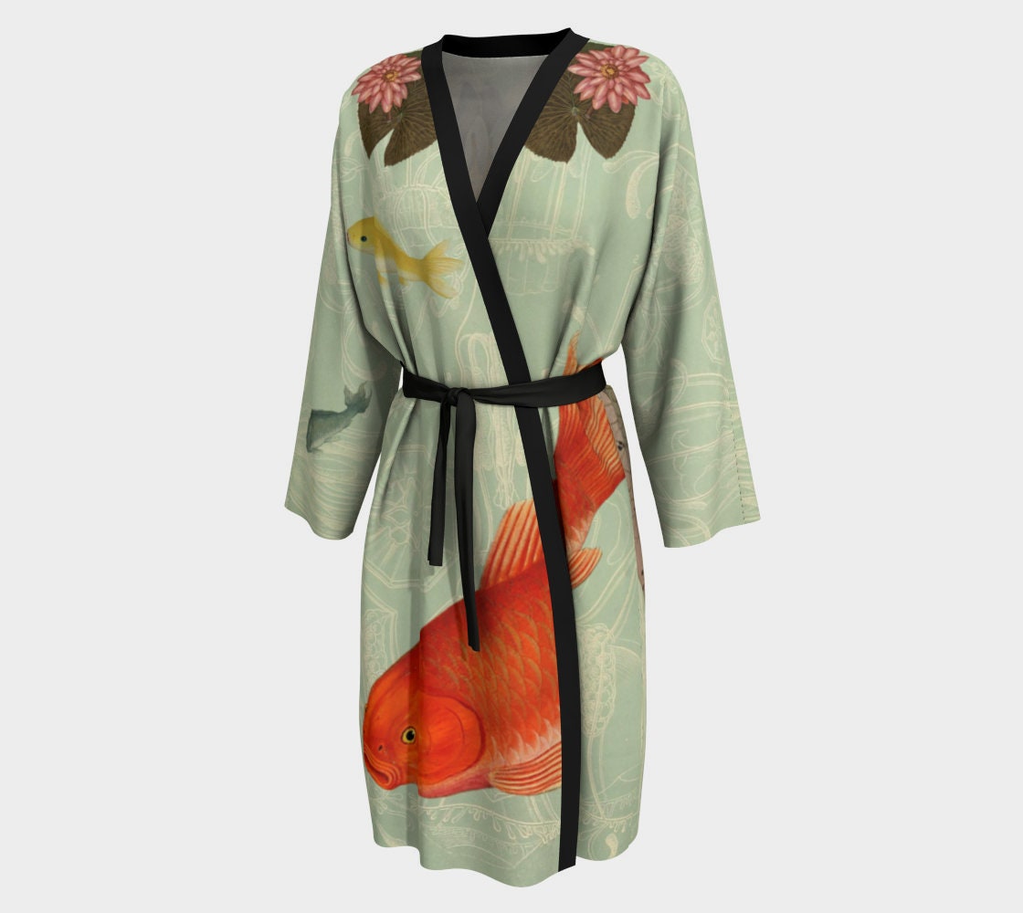 Kimono Robe Koi Lily Pond - Etsy