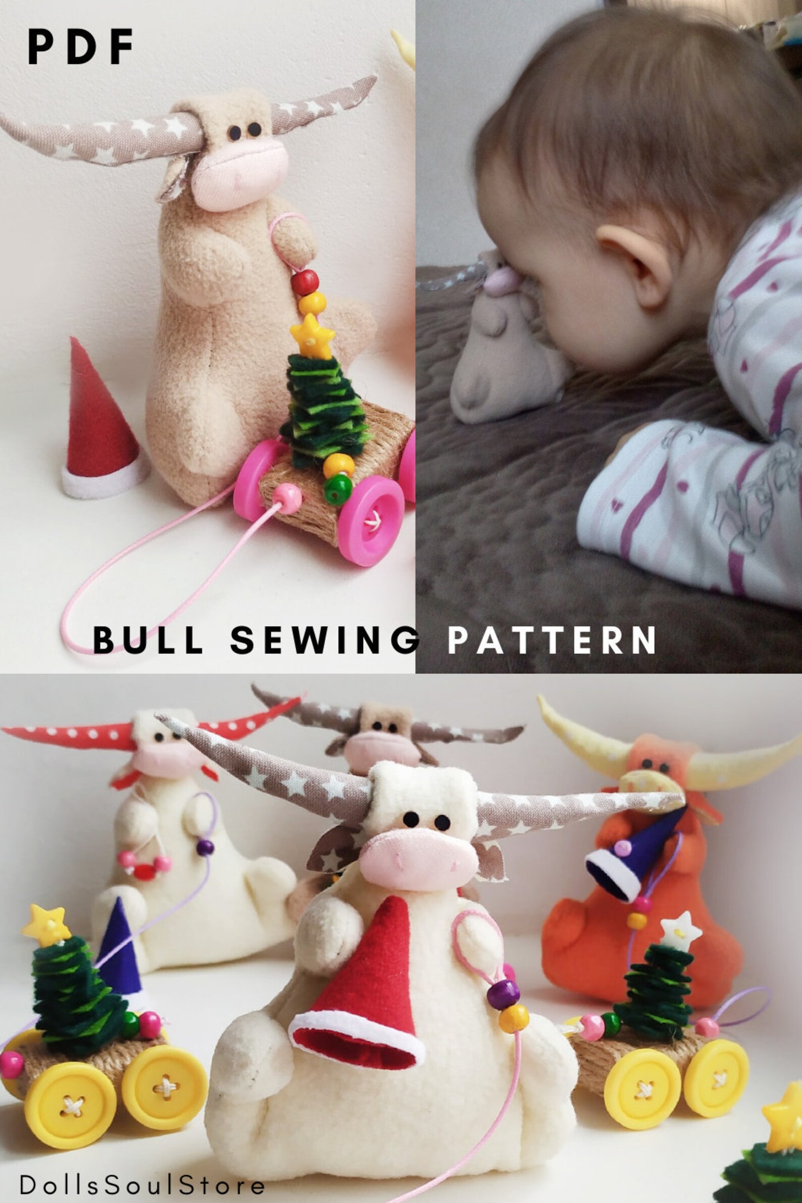 Cow sewing pattern Buffalo stuffed animal Cow plush pattern | Etsy