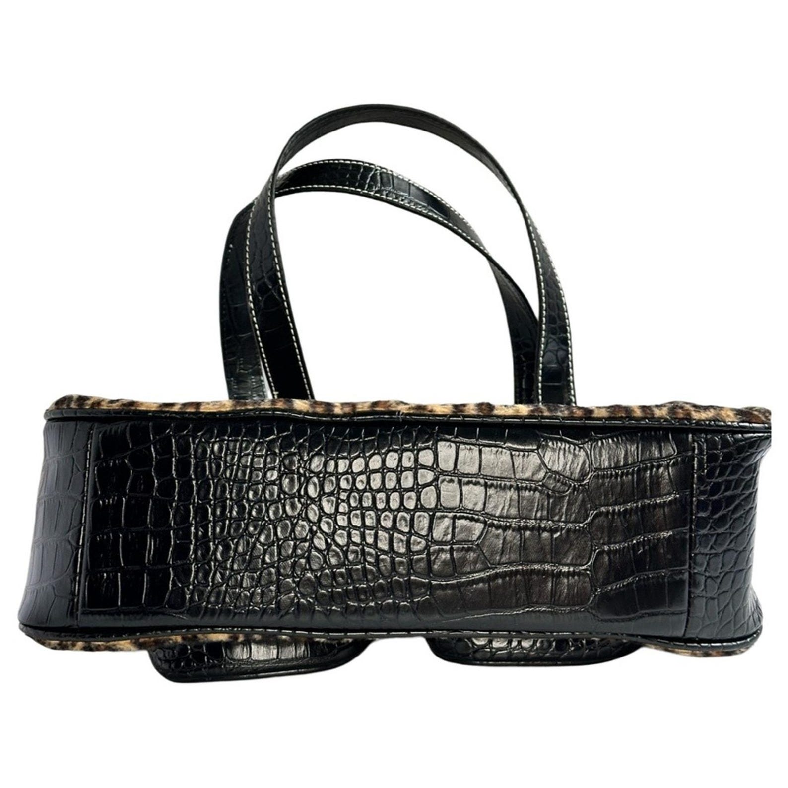 Vintage Leopard Print Faux Fur and Stamped Croc Leather Bag - Etsy