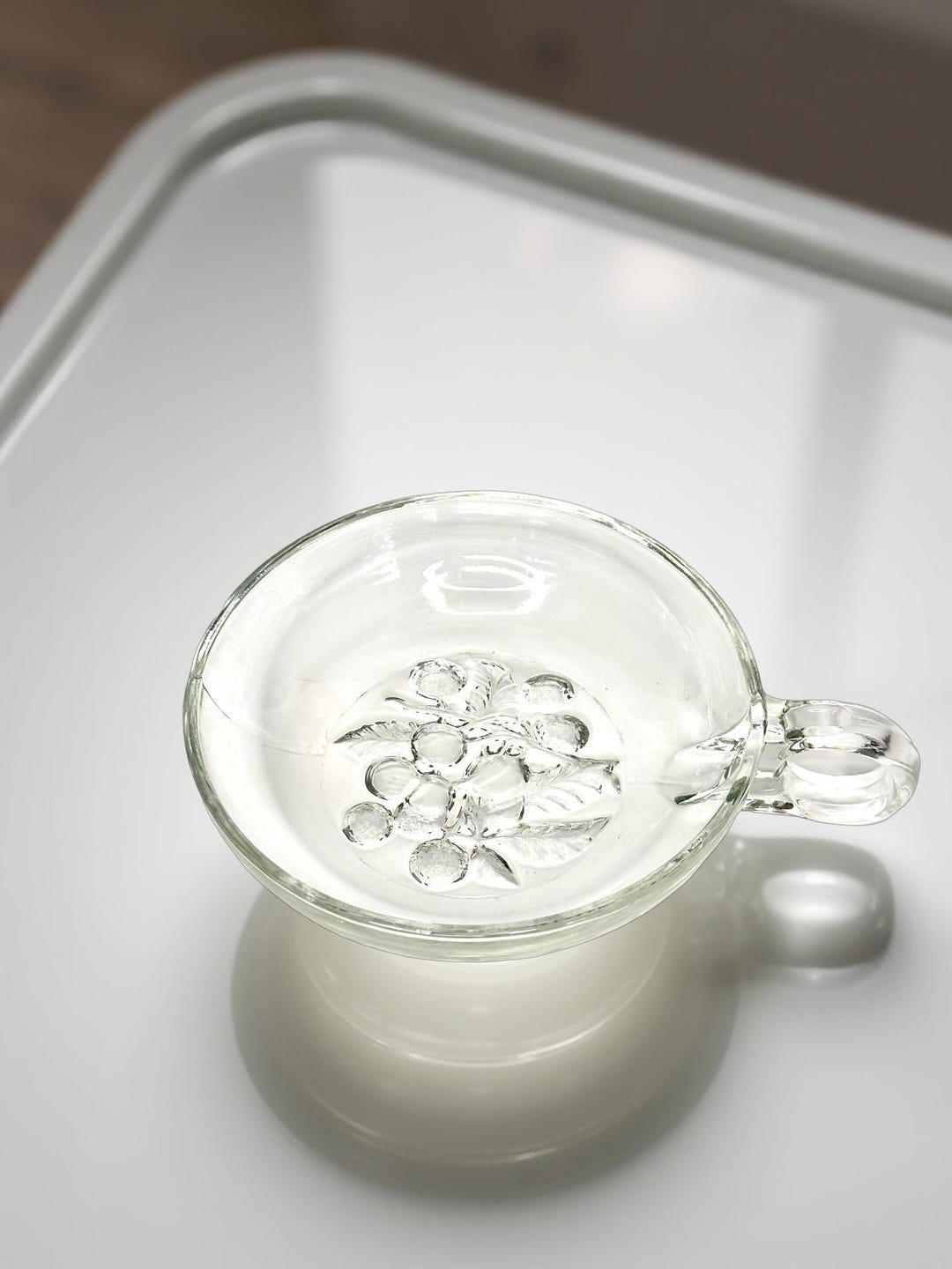 Jeanette Glass Vintage Cherry Handled Clear Glass Nappy - Etsy