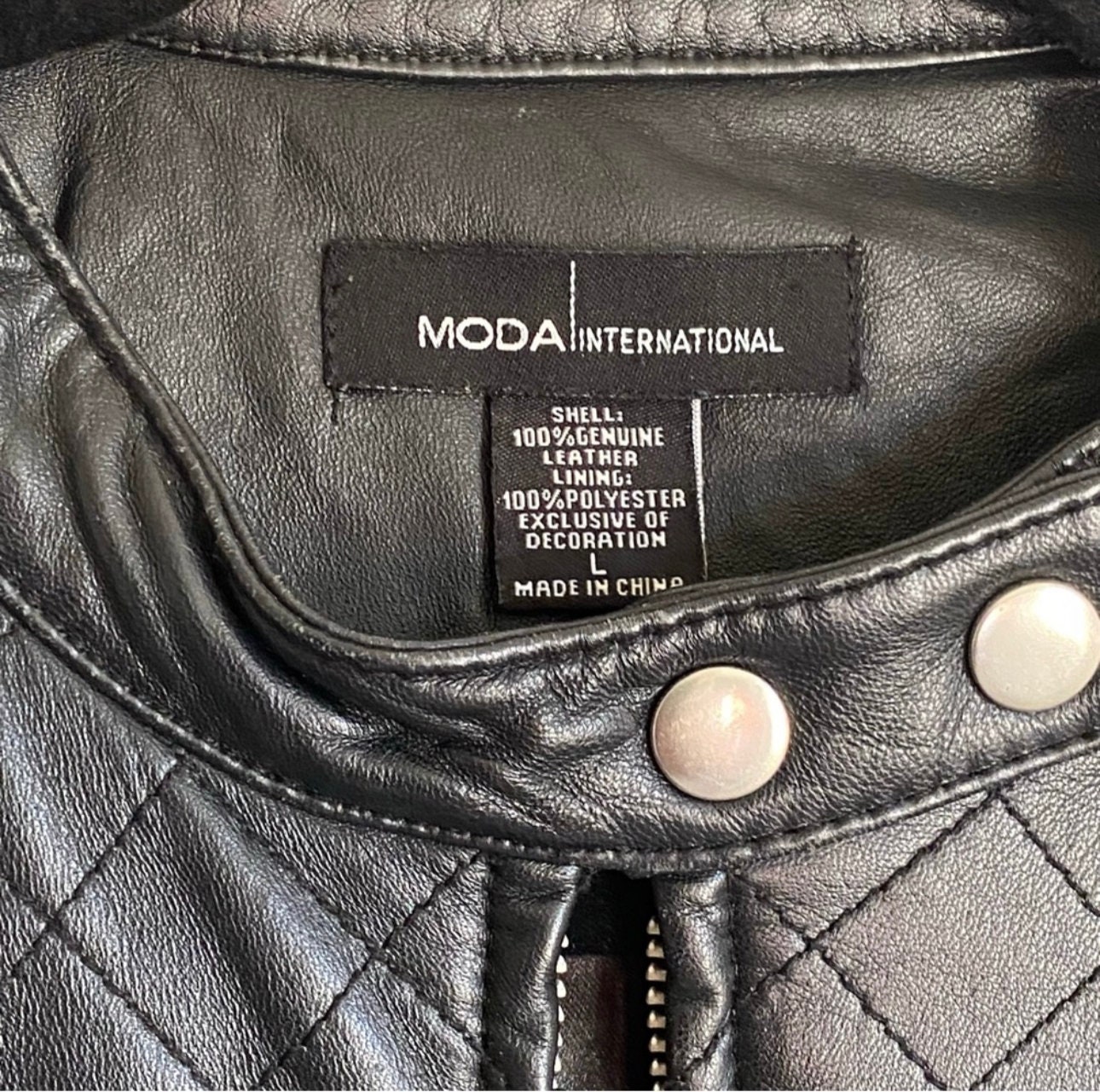 Vintage Moda International Black Leather Motorcycle Jacket - Etsy