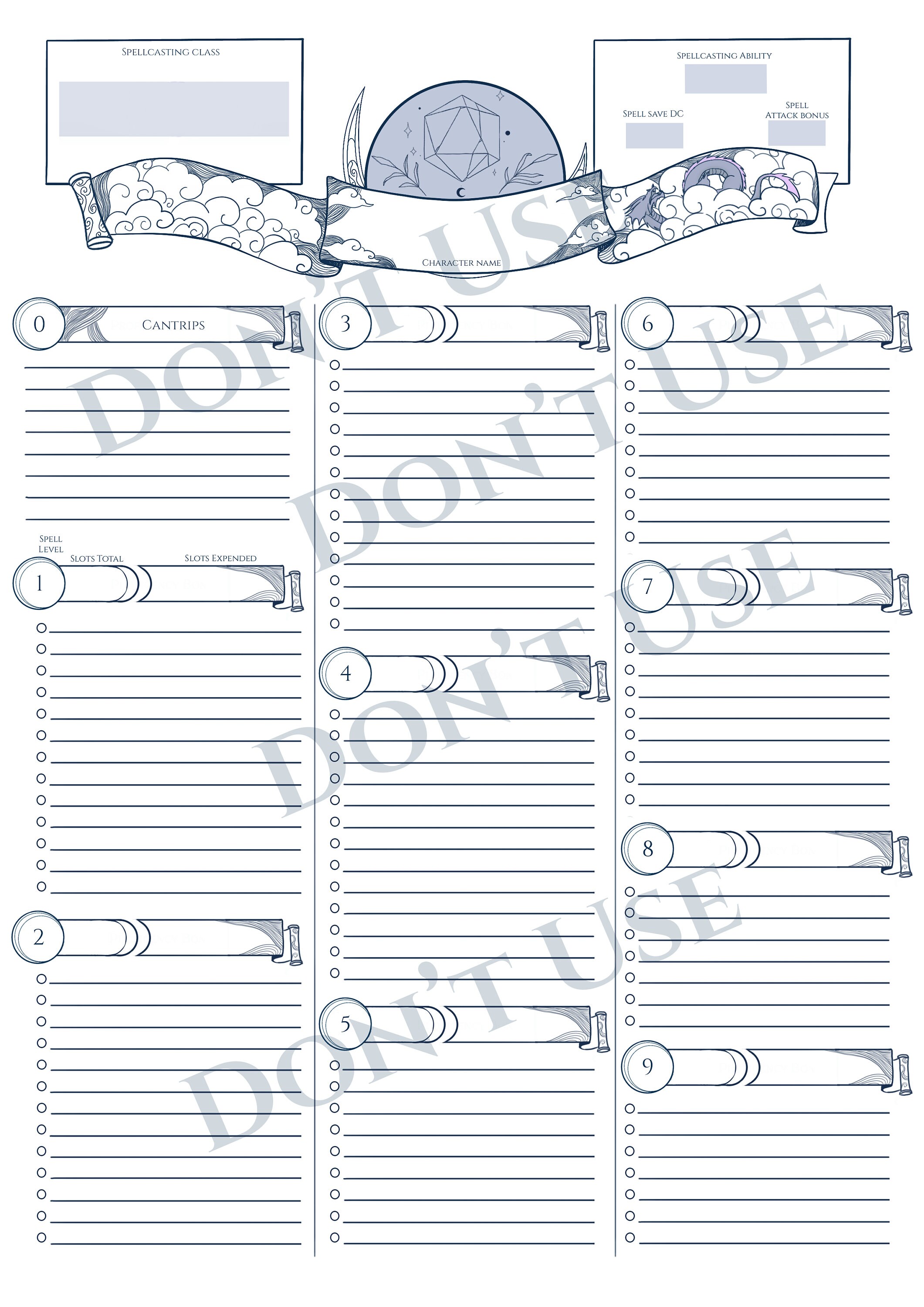 DIGITAL FILES Character Sheets for Dungeons and Dragons Dnd Fantasy ...