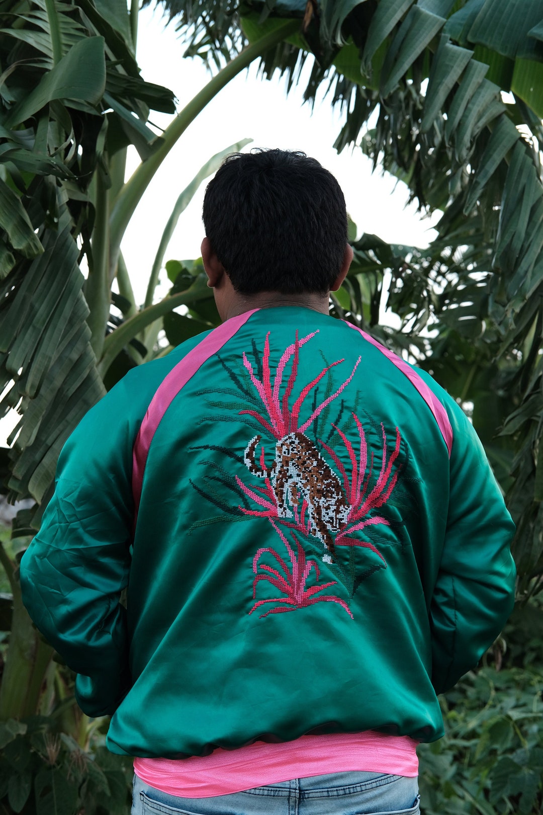 Hand-embroidered UNIQUE Piece: the jaguar Jacket, Emerald Green - Etsy