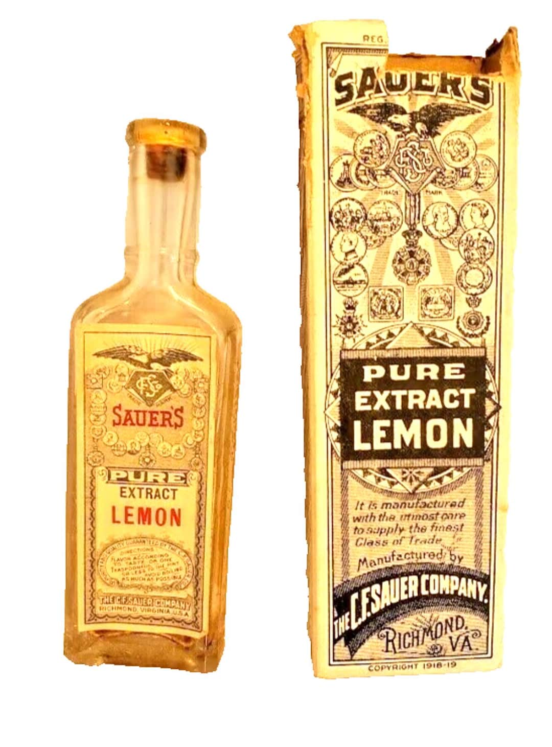 Antique Sauers Pure Lemon Extract Bottle and Box From 1918 - Etsy