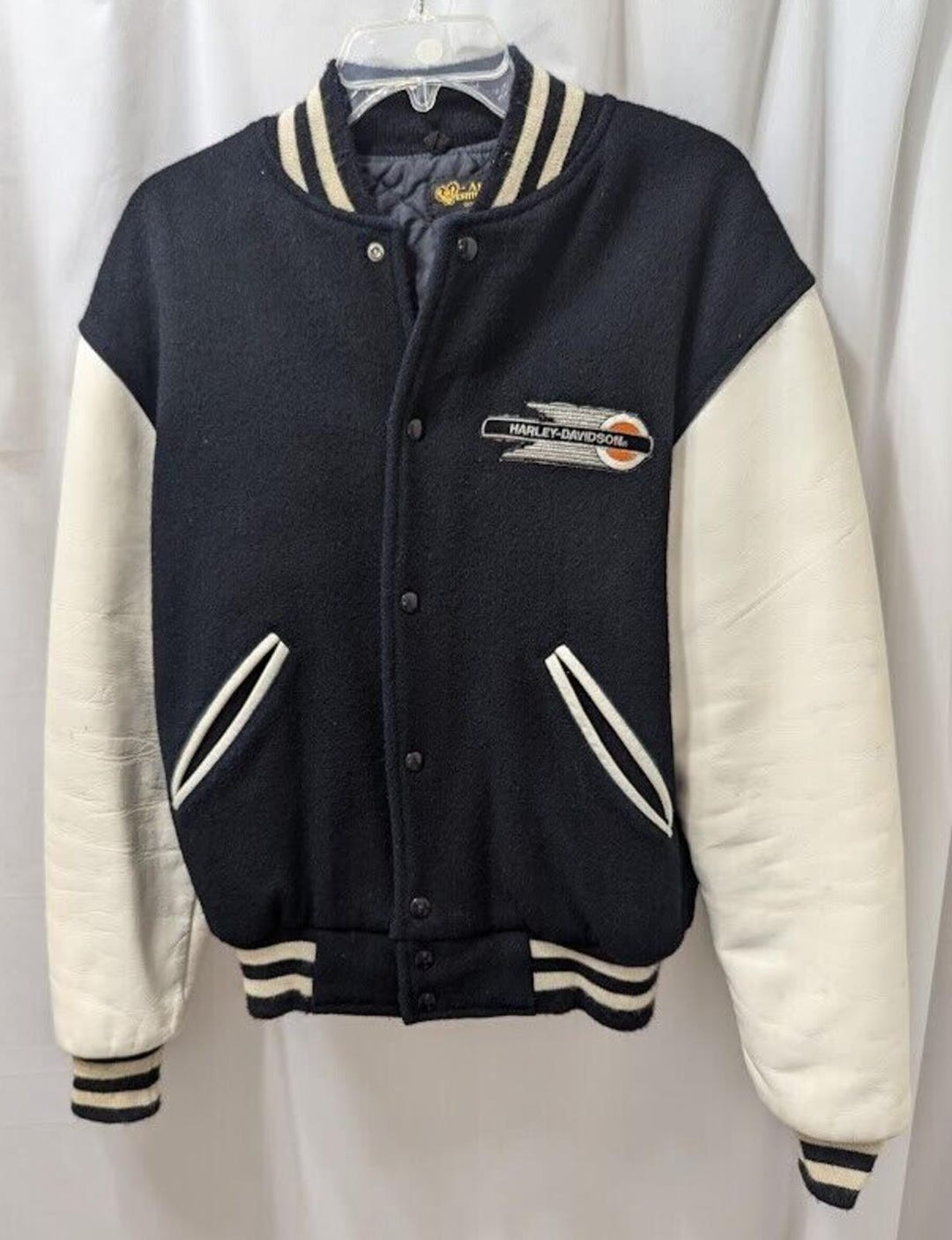 Harley Davidson Varsity Jacket Mens Size M 38-40 Art Knitting Mills ...