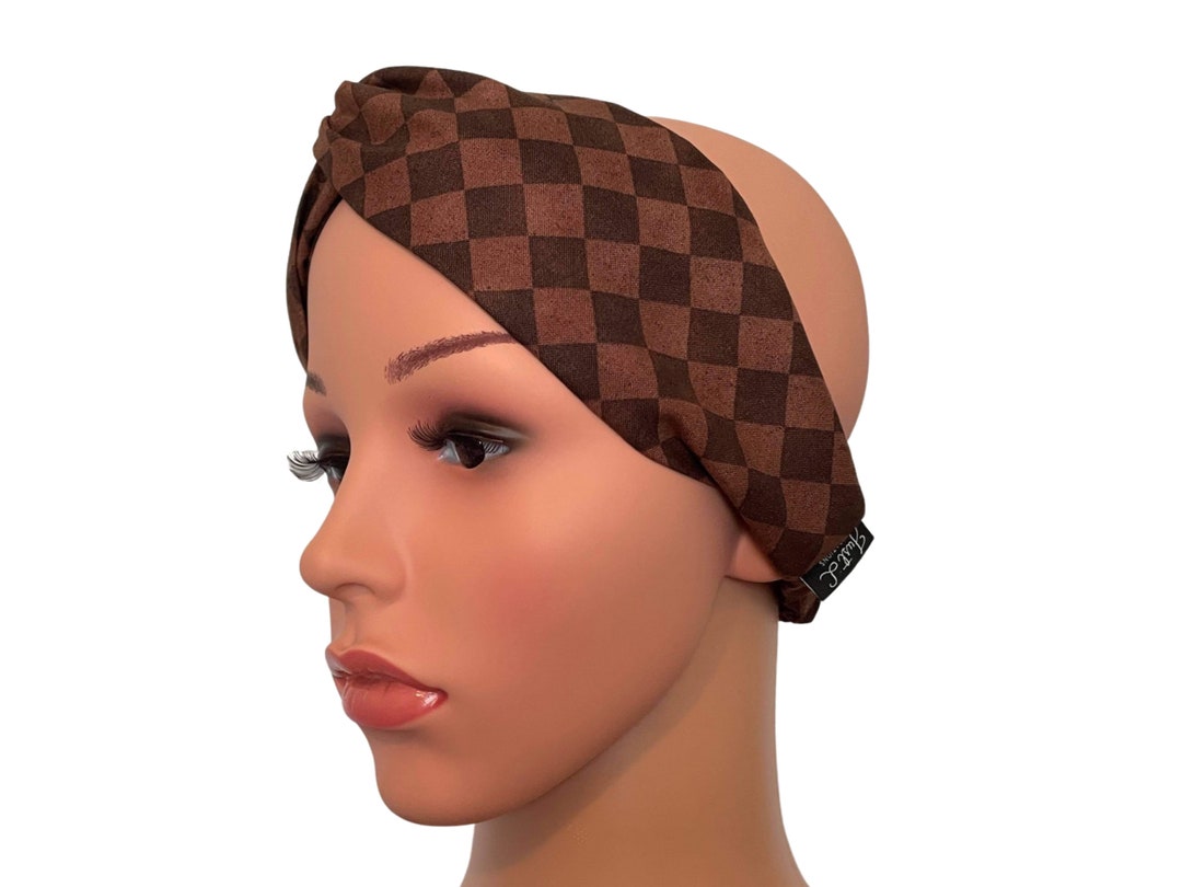 Brown Checkered Boho Premium Handcrafted Headband, Luxury Turban Twist ...