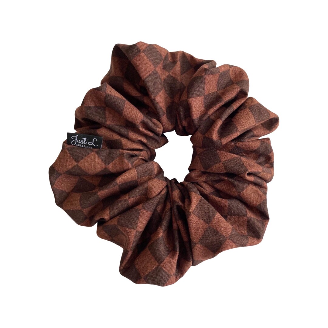 Brown Checkered Oversized & Regular Size Scrunchie, Cotton,giant, XXL ...