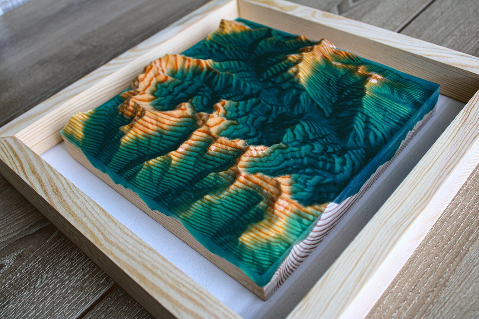 3D Map Topographic Mountain Wood and Resin Modern Wall Art - Etsy