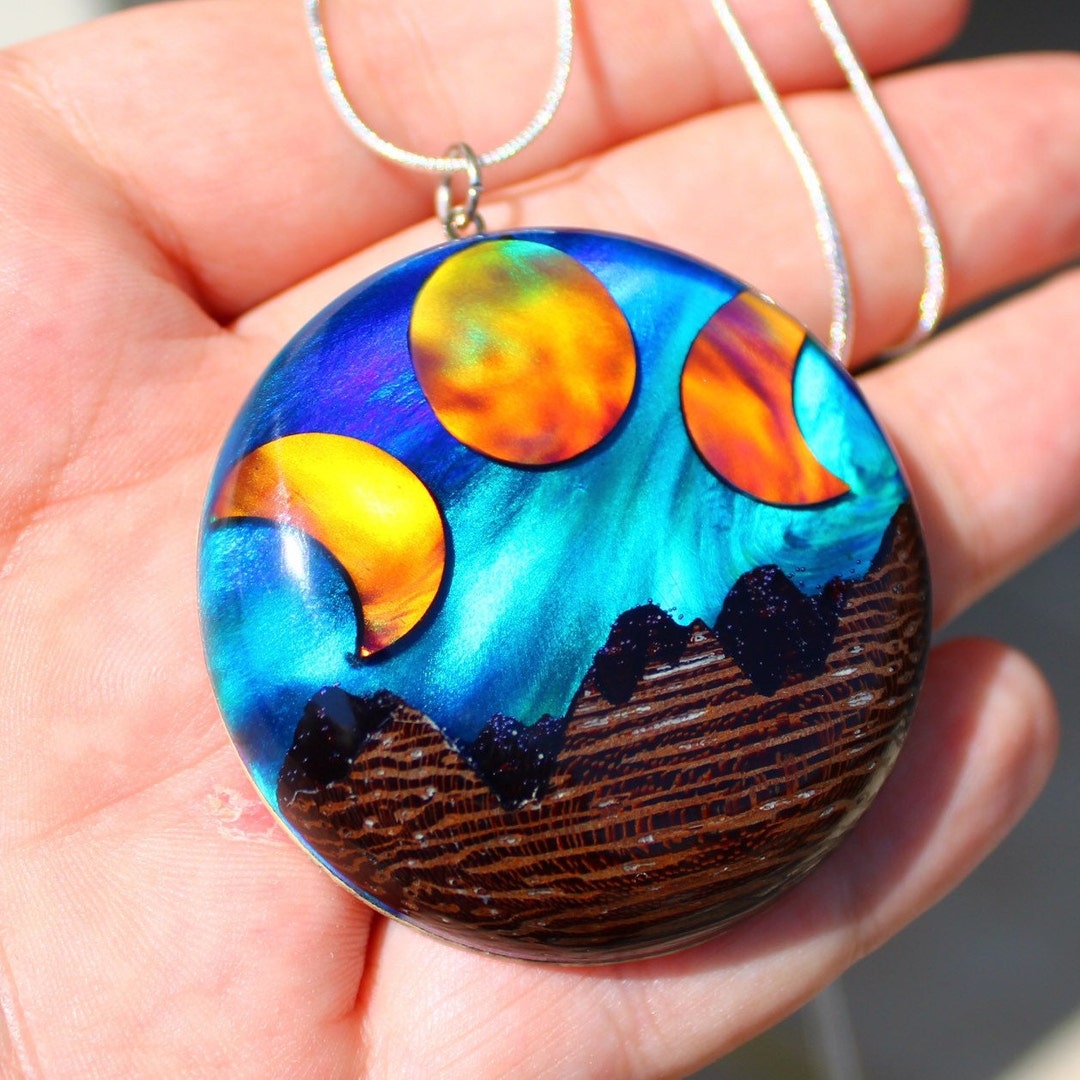 GOTHIC MOON PENDANT | Cosmic Twilight Moon | Sun Moon Pendant | Tribal ...