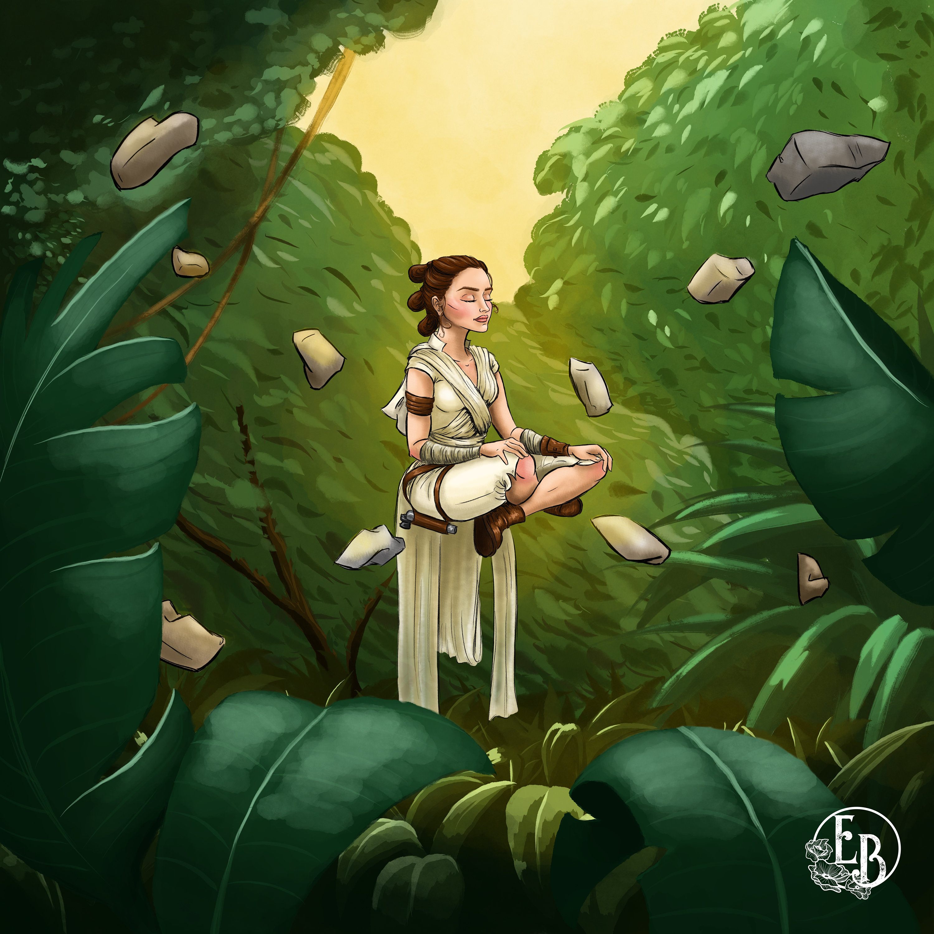 Star Wars meditating Rey Art Print by Emily - Etsy UK