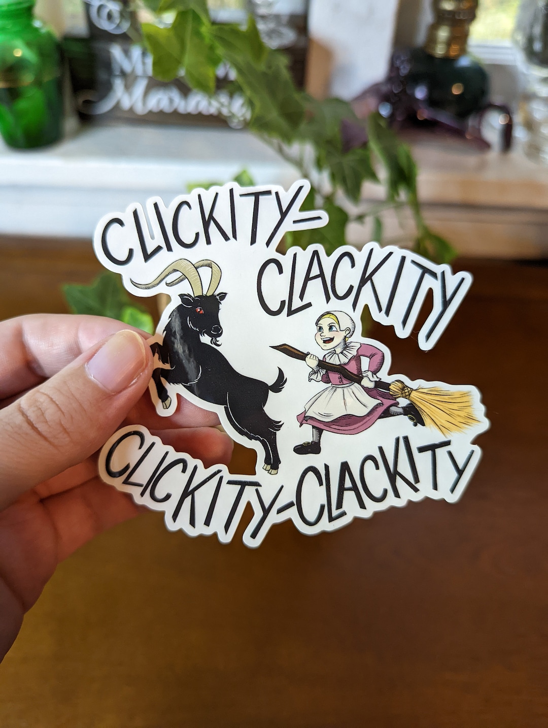 The Witch "clickity Clackity" Clear Vinyl Sticker - Etsy