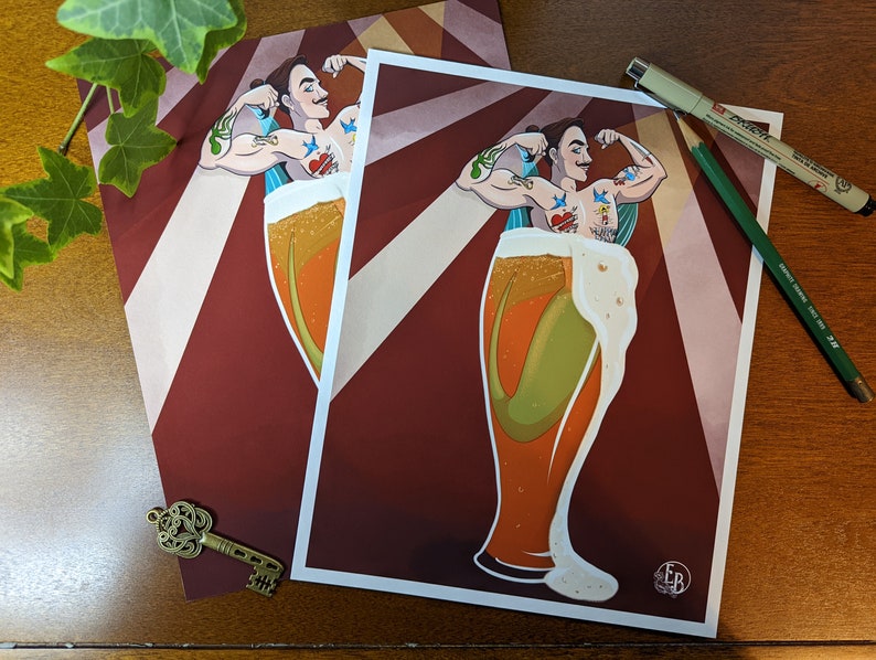 Mixed Drink Mermaids - "pint Glass" Art Print - Etsy