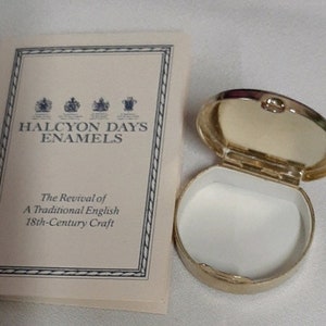 Vintage Halycon Days Enamel Pill Box With Birds and Thistles Coa,made ...