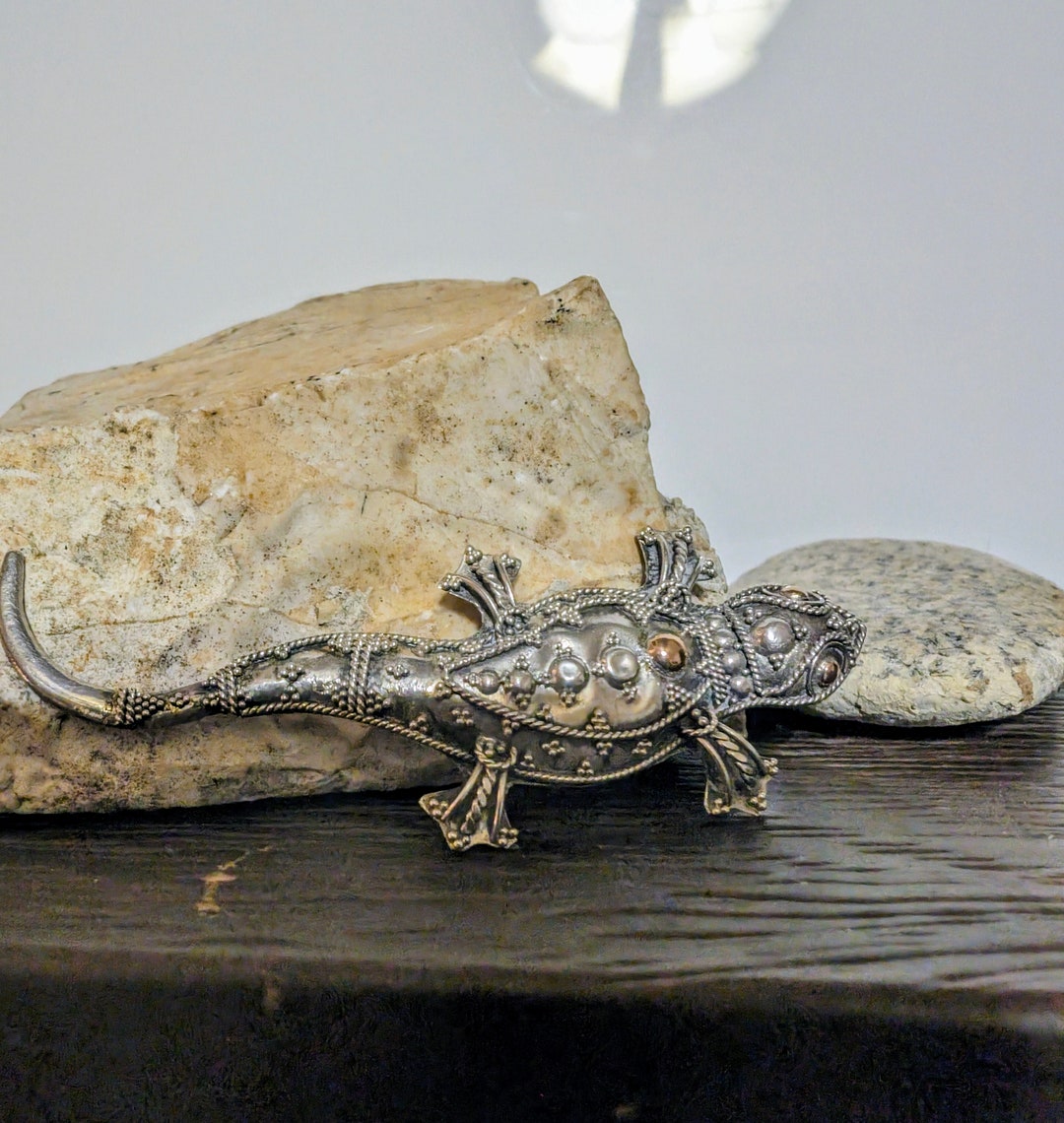 Sterling Silver Articulated Vintage Lizard Salamander Brooch Pin - Etsy