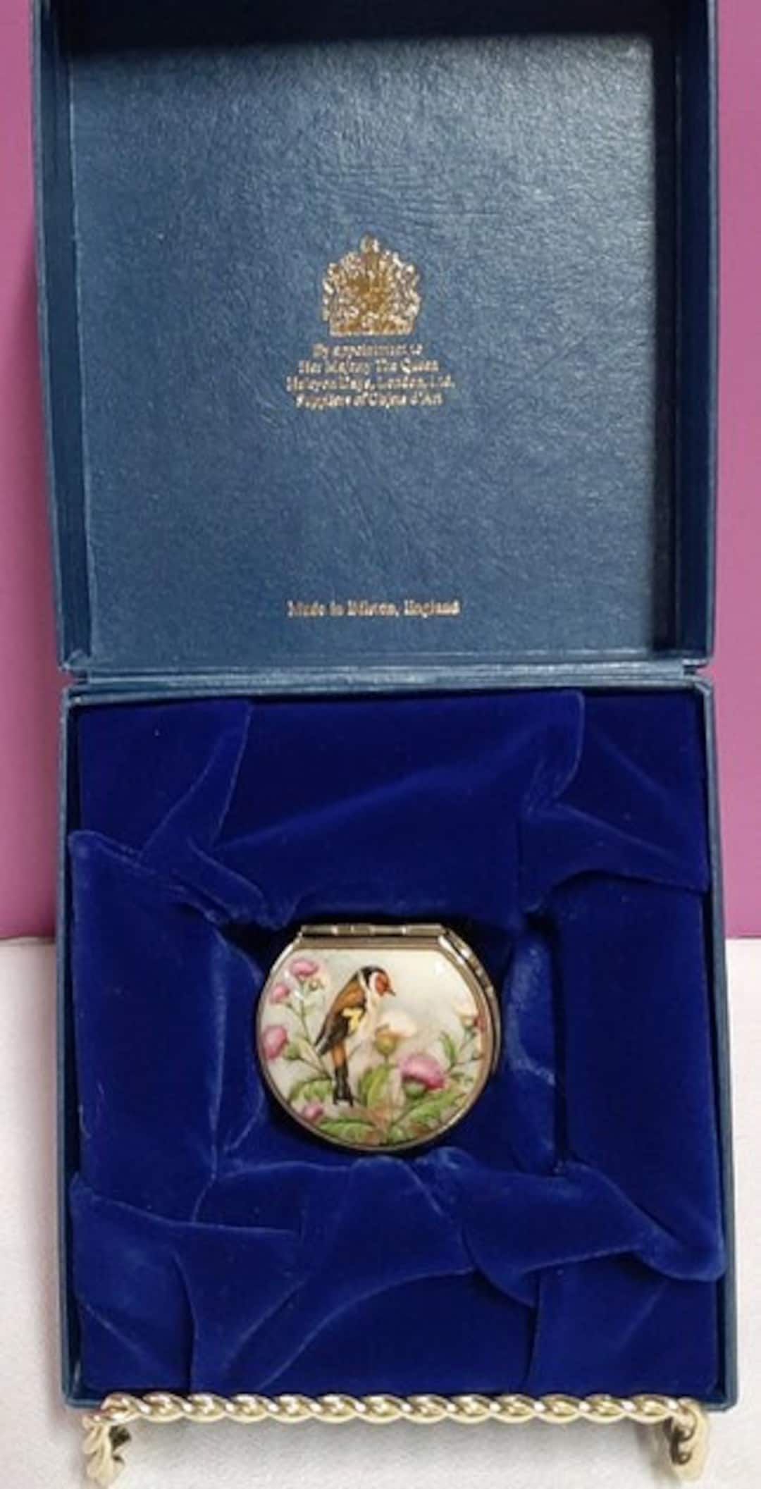 Vintage Halycon Days Enamel Pill Box With Birds and Thistles Coa,made ...