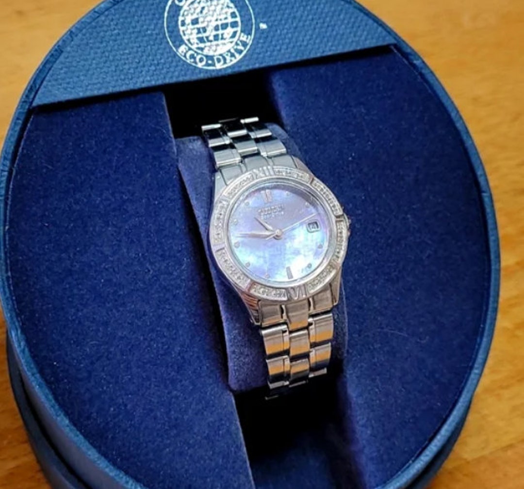 Citizen Eco Drive Diamond Accent Watch Solar Power Rechargable Battery ...