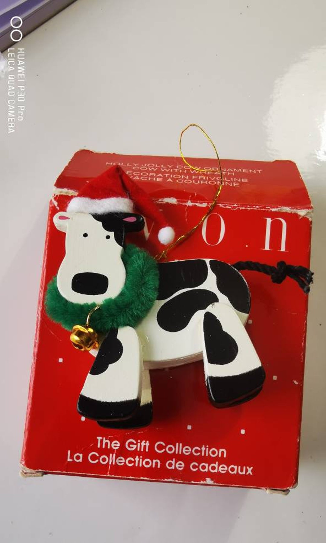 Avon Holly JOLLY COW With Wreath Wooden Ornament VTG 1994 New in Box - Etsy