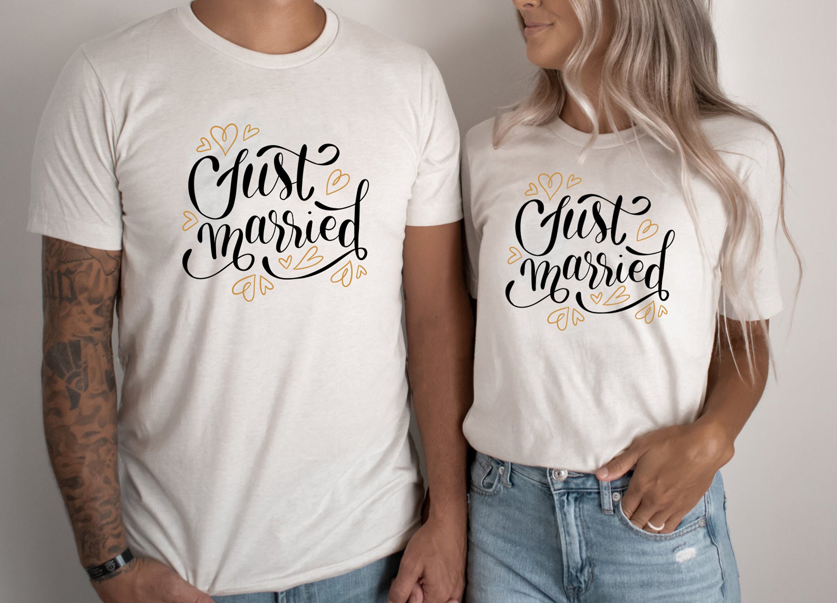 Just Married Honeymoon Shirts For Couple Unisex Jersey Short Etsy