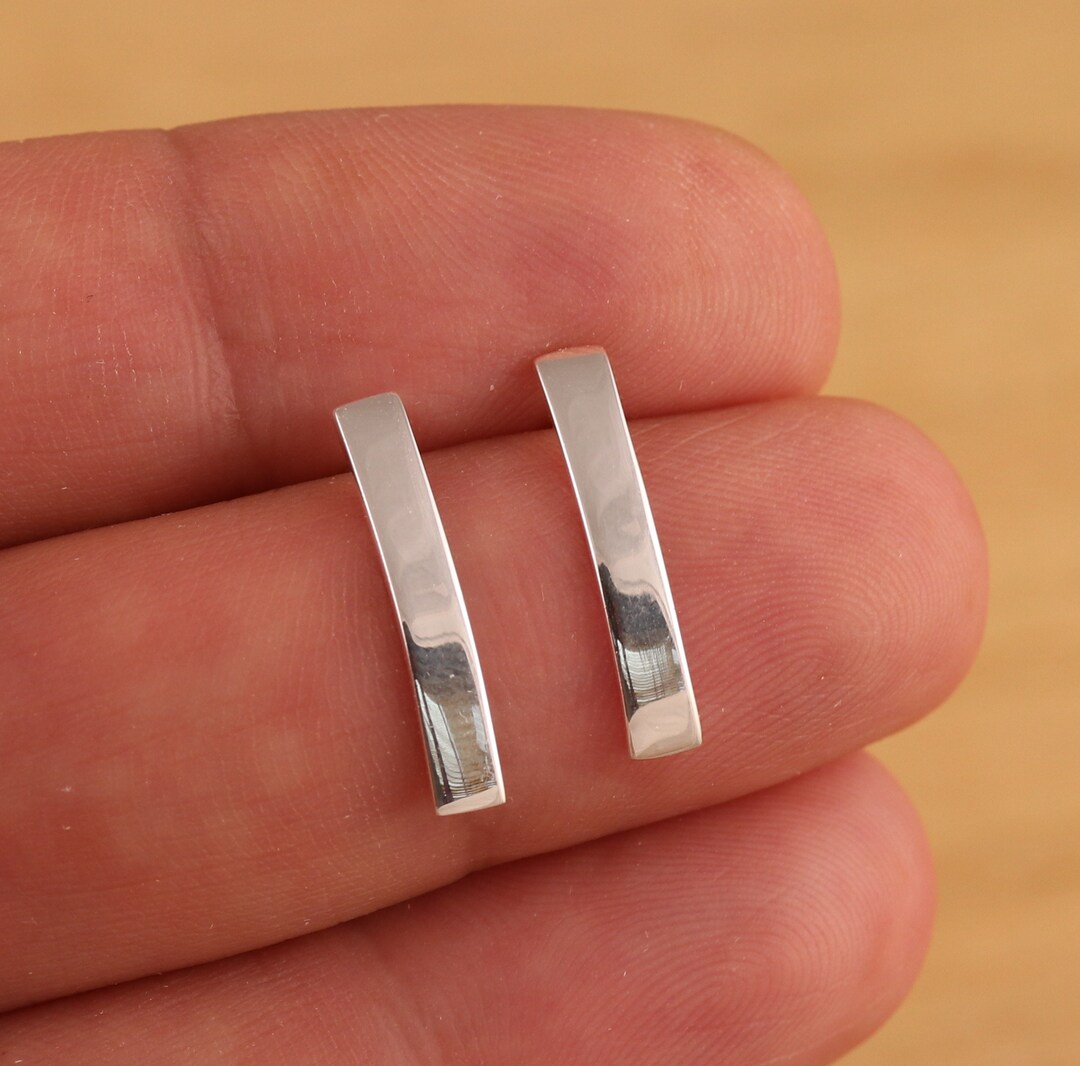 925 Sterling Silver Plain Stud Earrings Stylish Curved Half Hoop Gift ...