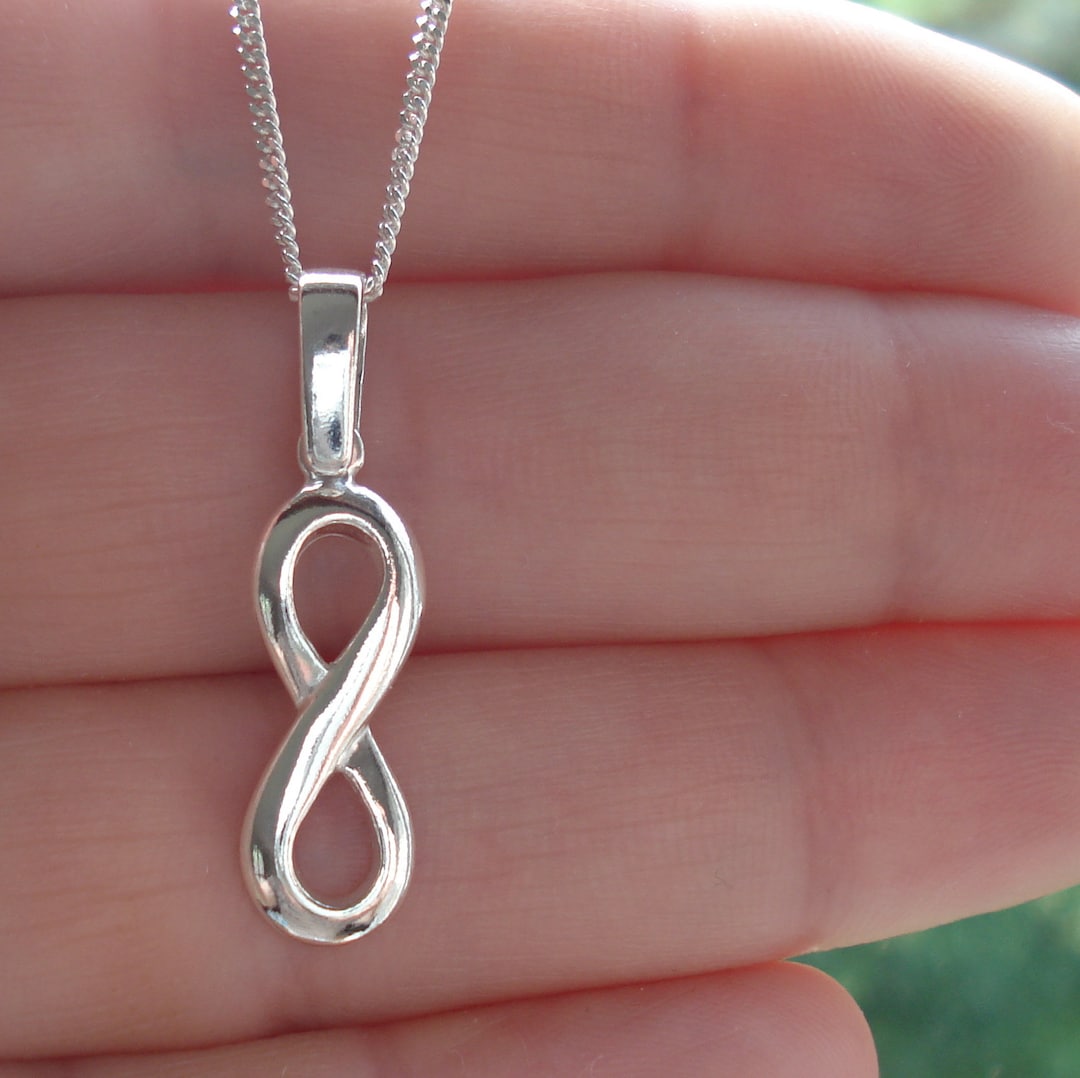 925 Sterling Silver Infinity Symbol Pendant Chain Necklace Curb Chain ...