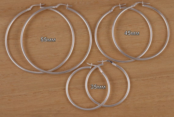 Solide 925 Sterling Silber Huggie Hoop Ohrringe Runde Tube Hoop 35 mm 45 mm 55 mm Durchmesser Paar Ohrringe Geschenk Boxed Etsy