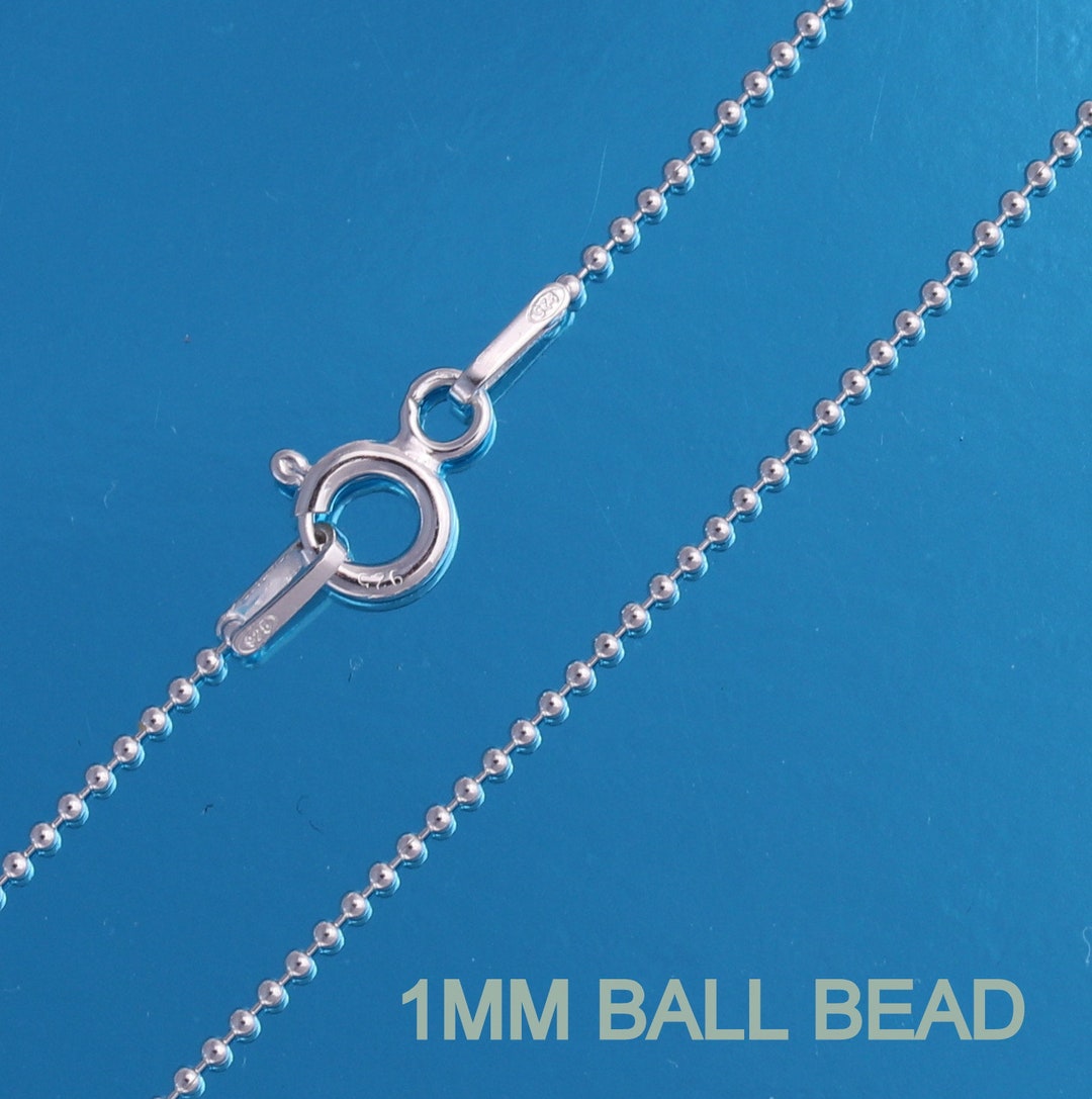 925 Sterling Silver 1mm Bead Ball Chain Necklace Various Length - Etsy
