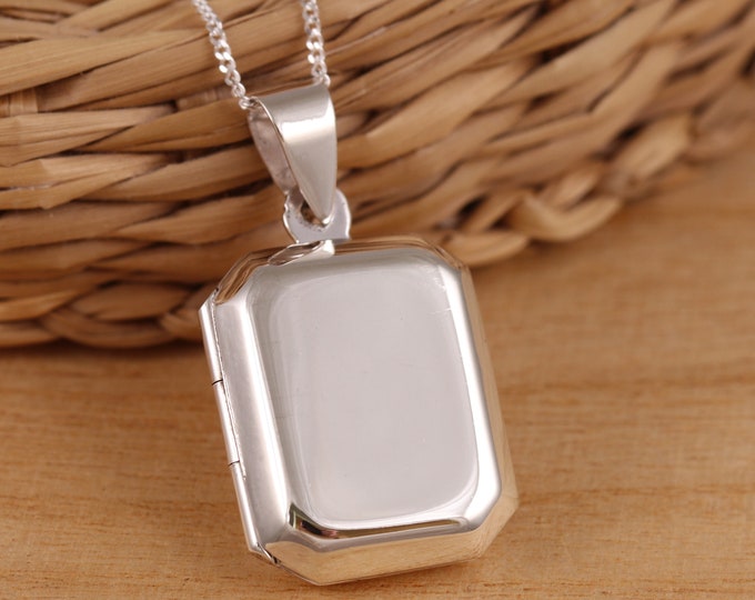 1 Square Shadowbox Pendant Large Silver Glass Pane Locket Display ...