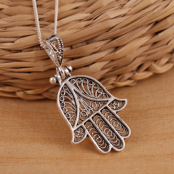 Necklace Hand of Fatima Silver - Etsy