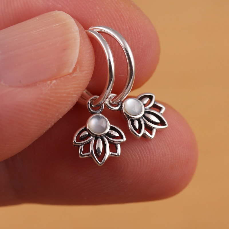 925 Lotus Flower Earrings - Etsy