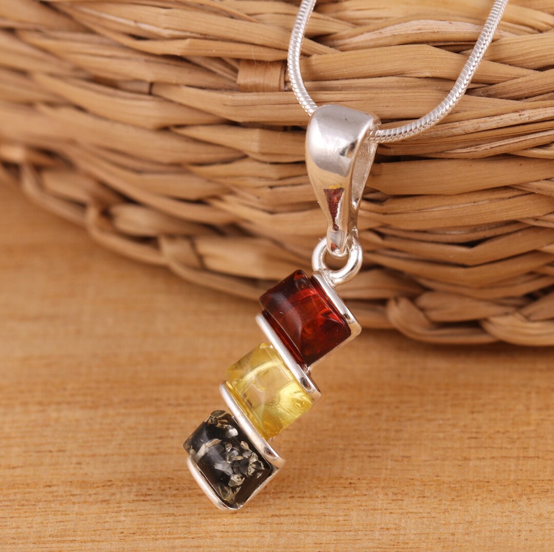 Multicolour Baltic Amber 925 Sterling Silver Stylish Pendant Snake ...