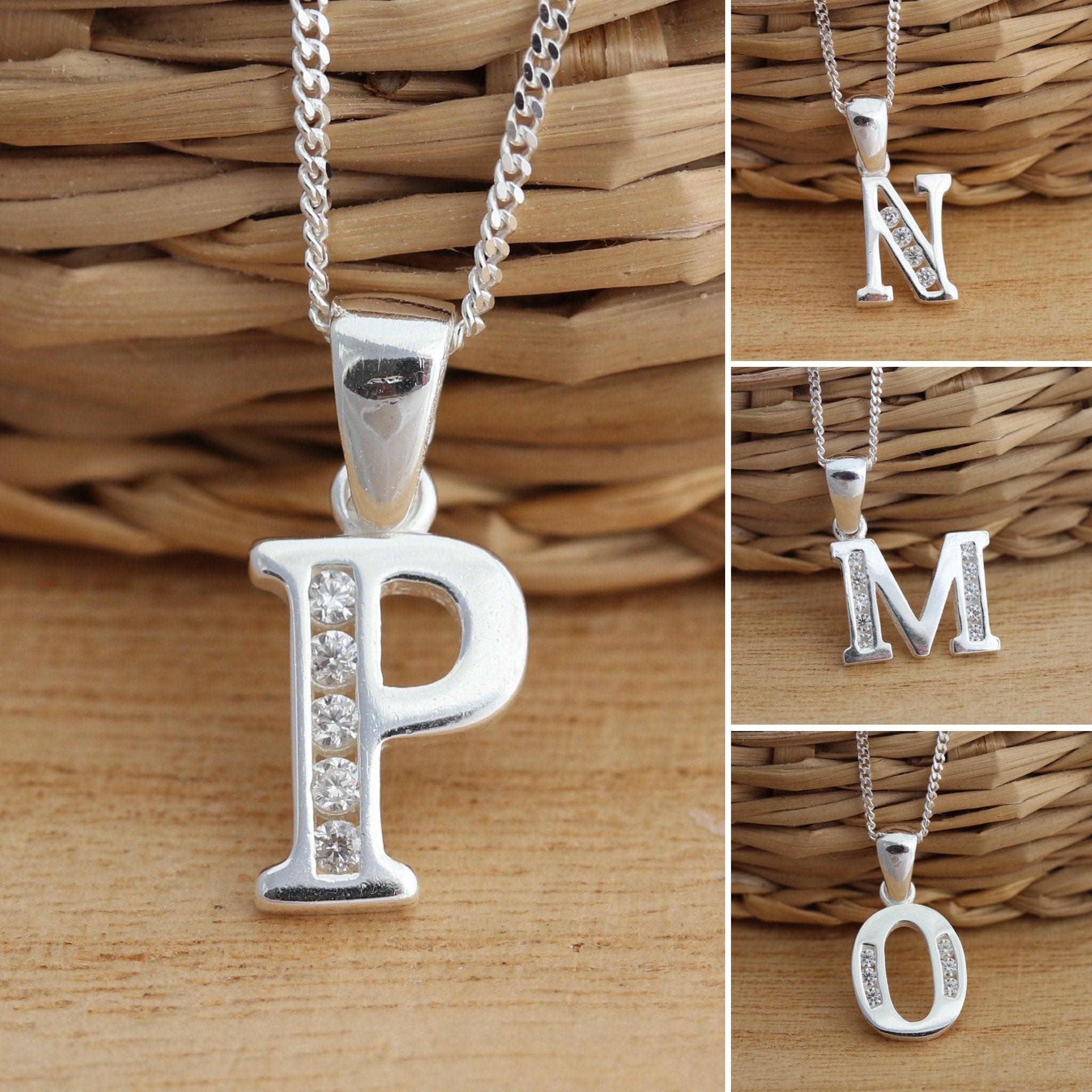 Solid 925 Sterling Silver CZ Letter Initial A-Z Alphabet - Etsy UK