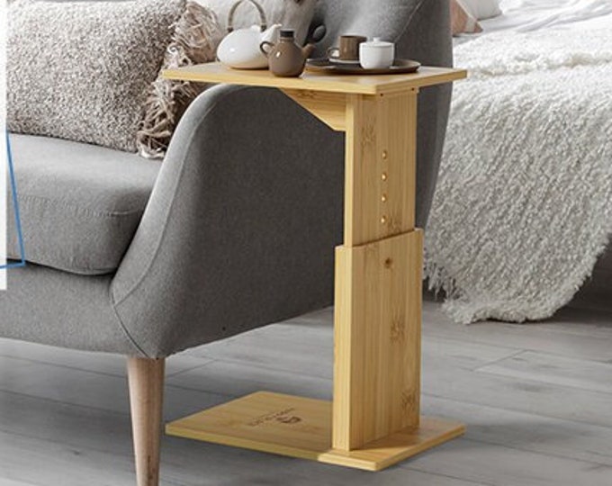 Adjustable Wood C-table End Table - Bamboo C Side Table - Couch Table ...
