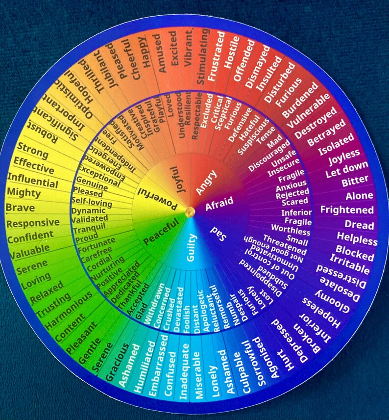 Emotions Wheel Sticker: Feelings Chart for Children & Therapists - Etsy