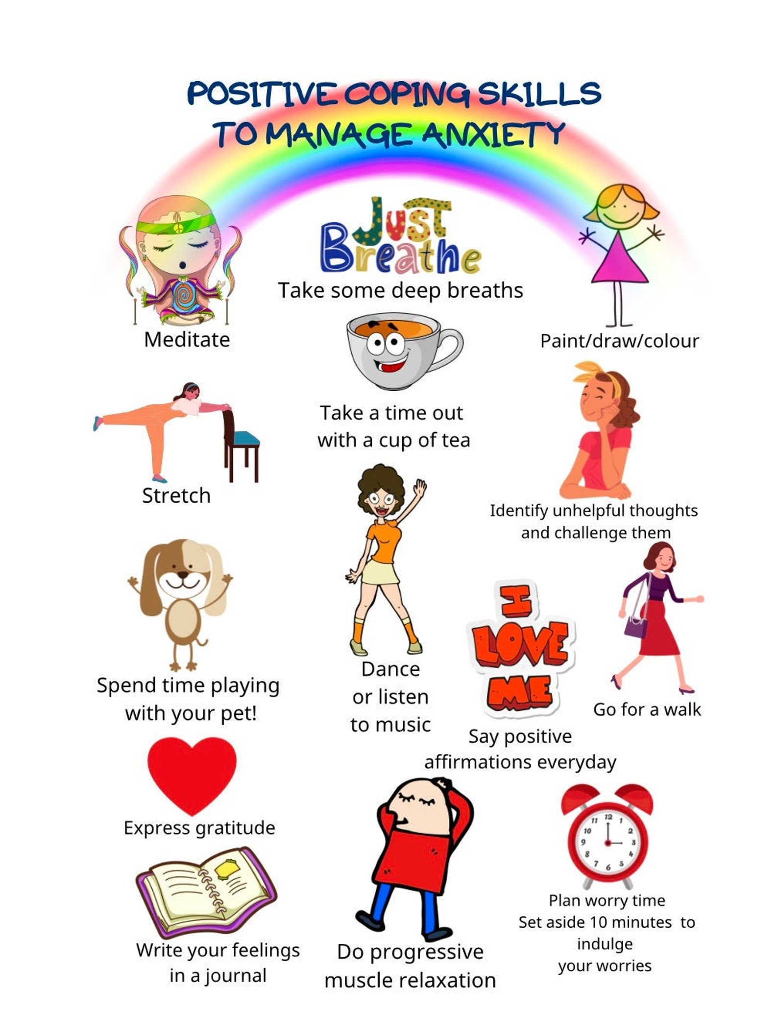 Anxiety relief coping skills to manage anxiety coping tools | Etsy