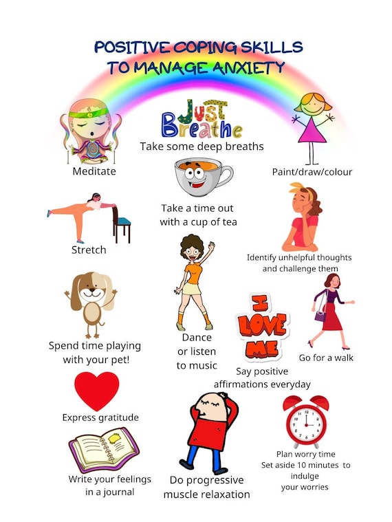 Mental Health Poster Anxiety Relief Coping Skills to Manage | Etsy