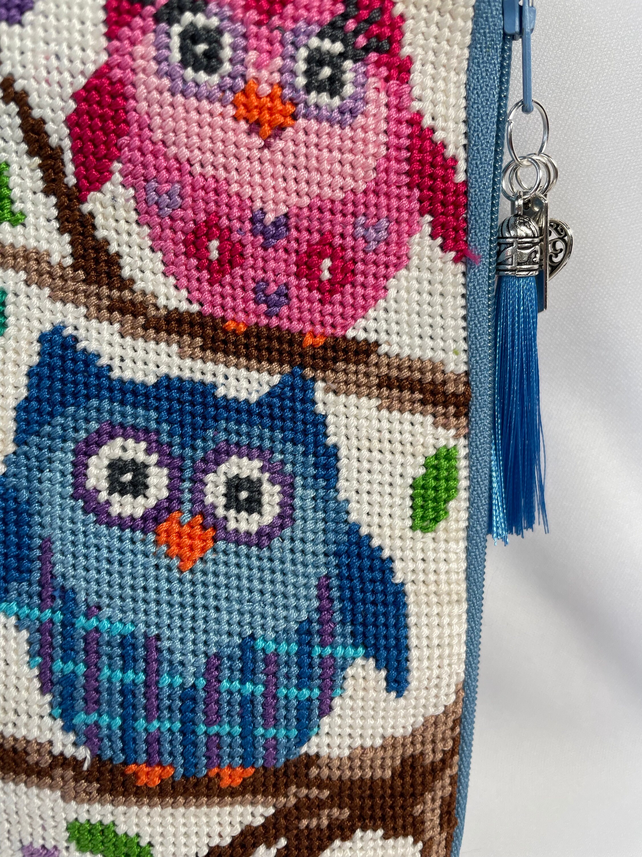 A Finished Needlepoint Eyeglass Case With a Pink and a Blue - Etsy