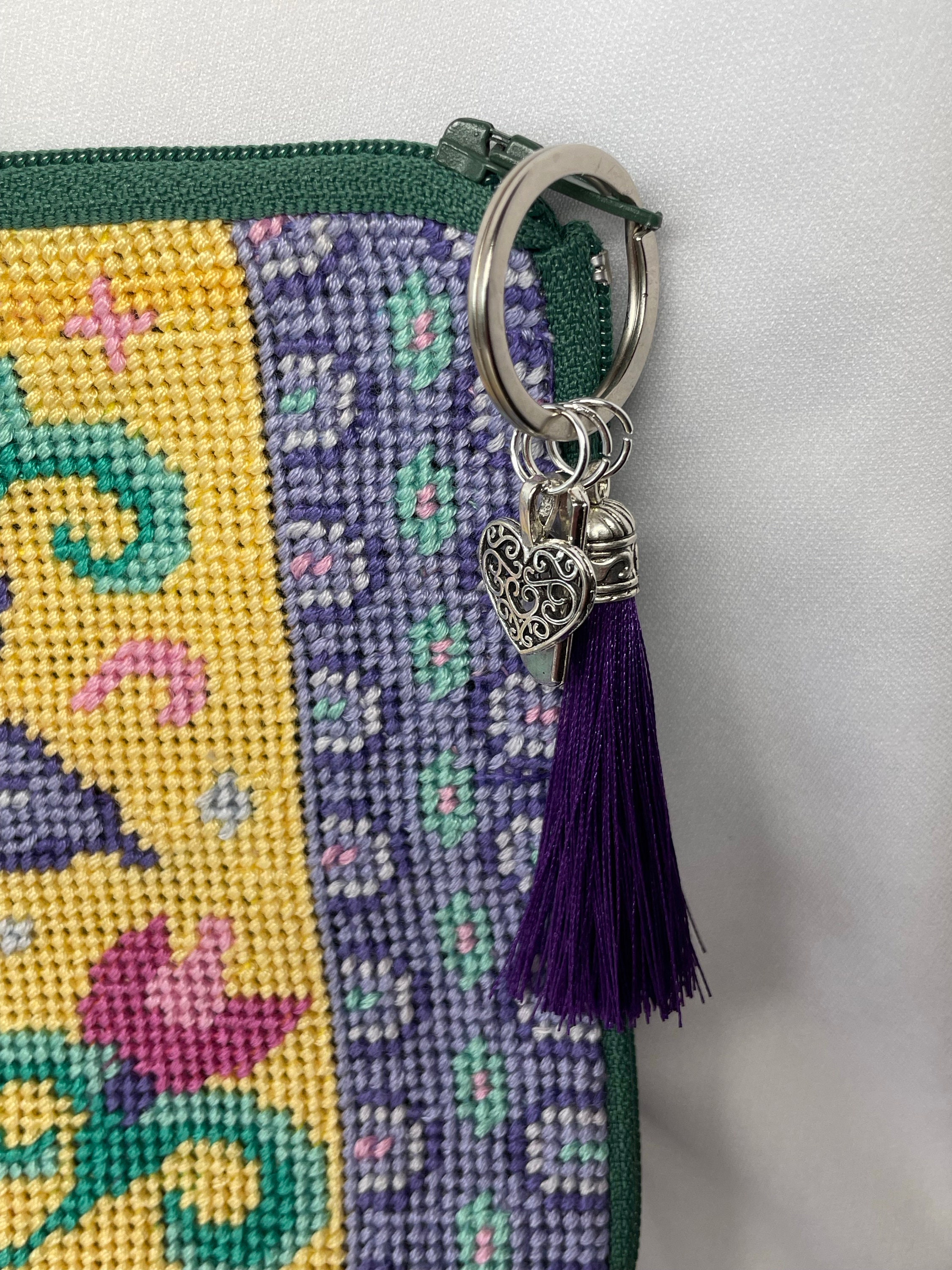 A Finished Needlepoint Purse/cosmetic Bag With Lotus Flower in the ...