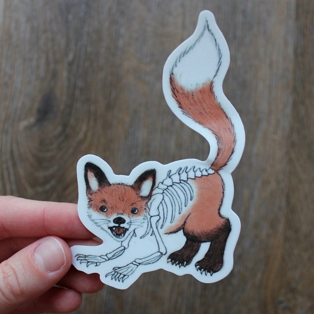 Spooky Skeleton Fox Sticker! Printed on Vinyl With a Matte Finish! - Etsy