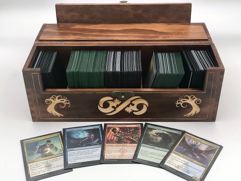 Decorative 5 Deck Wooden Box for Magic the Gathering Decks Custom Card ...