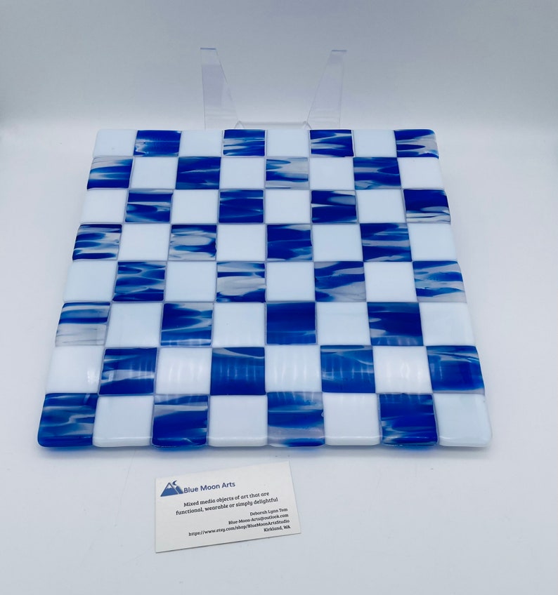 Elegant Glass Chess Checkers Board Set or Charcuterie Board by Deborah ...