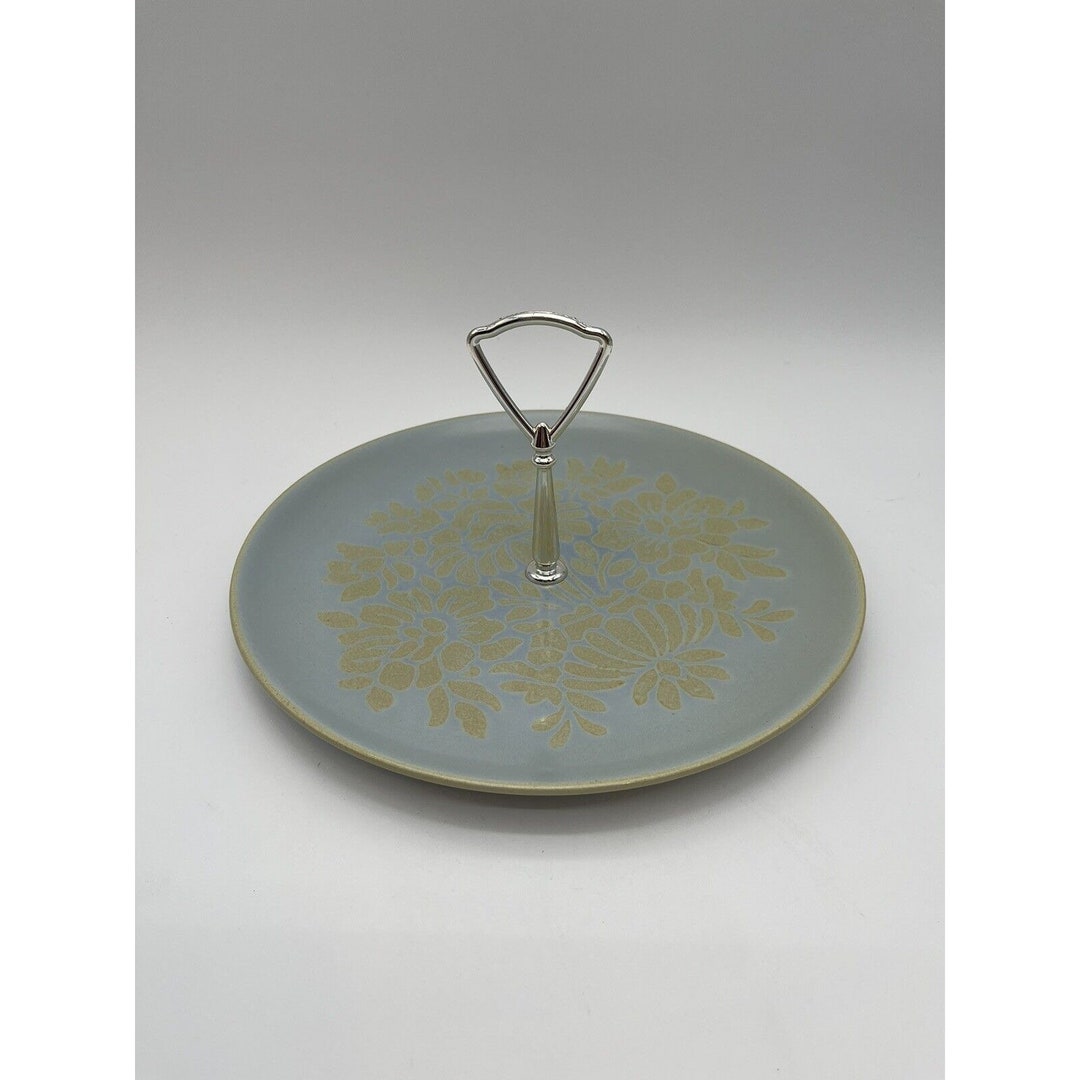 Vintage Redwing Pottery Tidbit Serving Dessert Tray Single Green Blue Cream 116 - Etsy