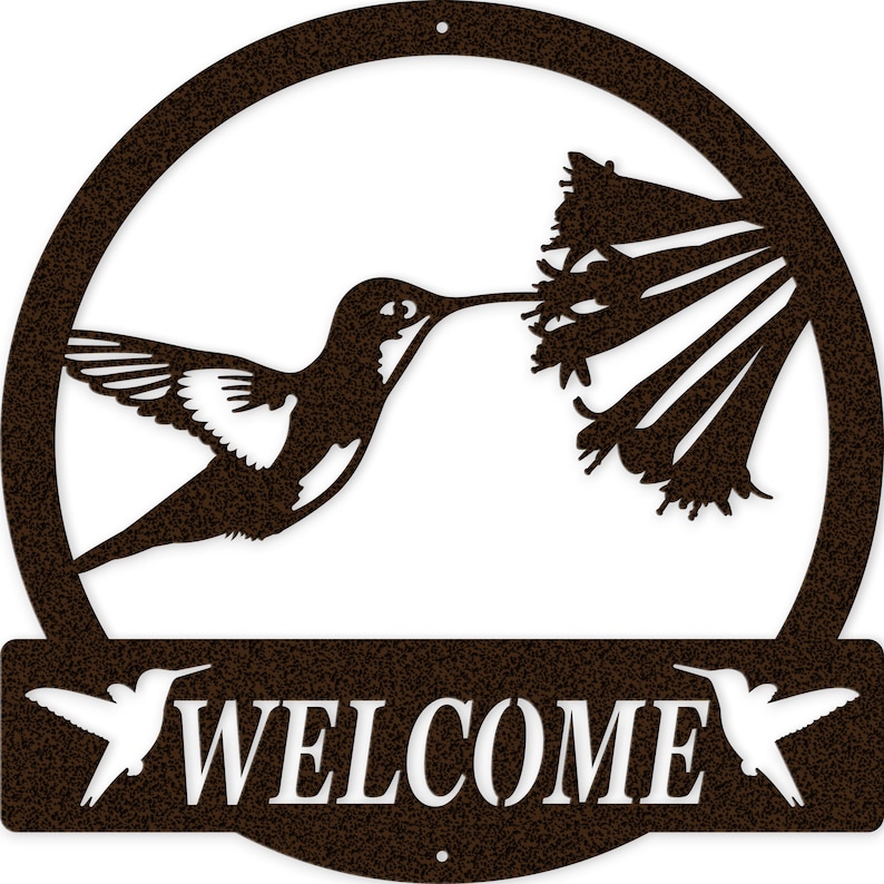 Hummingbird Welcome Metal Sign, Metal Wall Art Words, Sign for Home ...