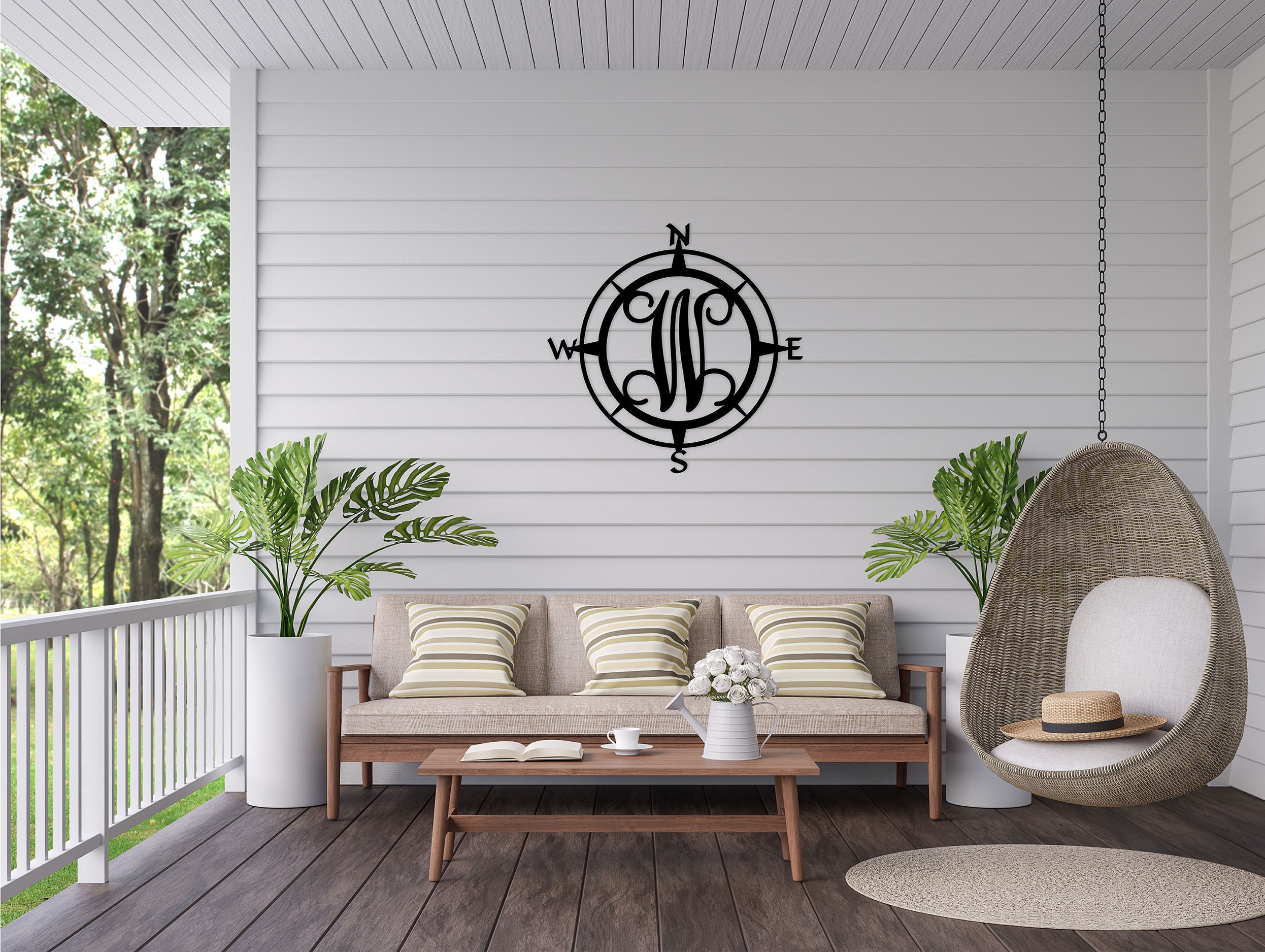 Compass Monogram Metal Sign Metal Wall Art Words Sign for - Etsy