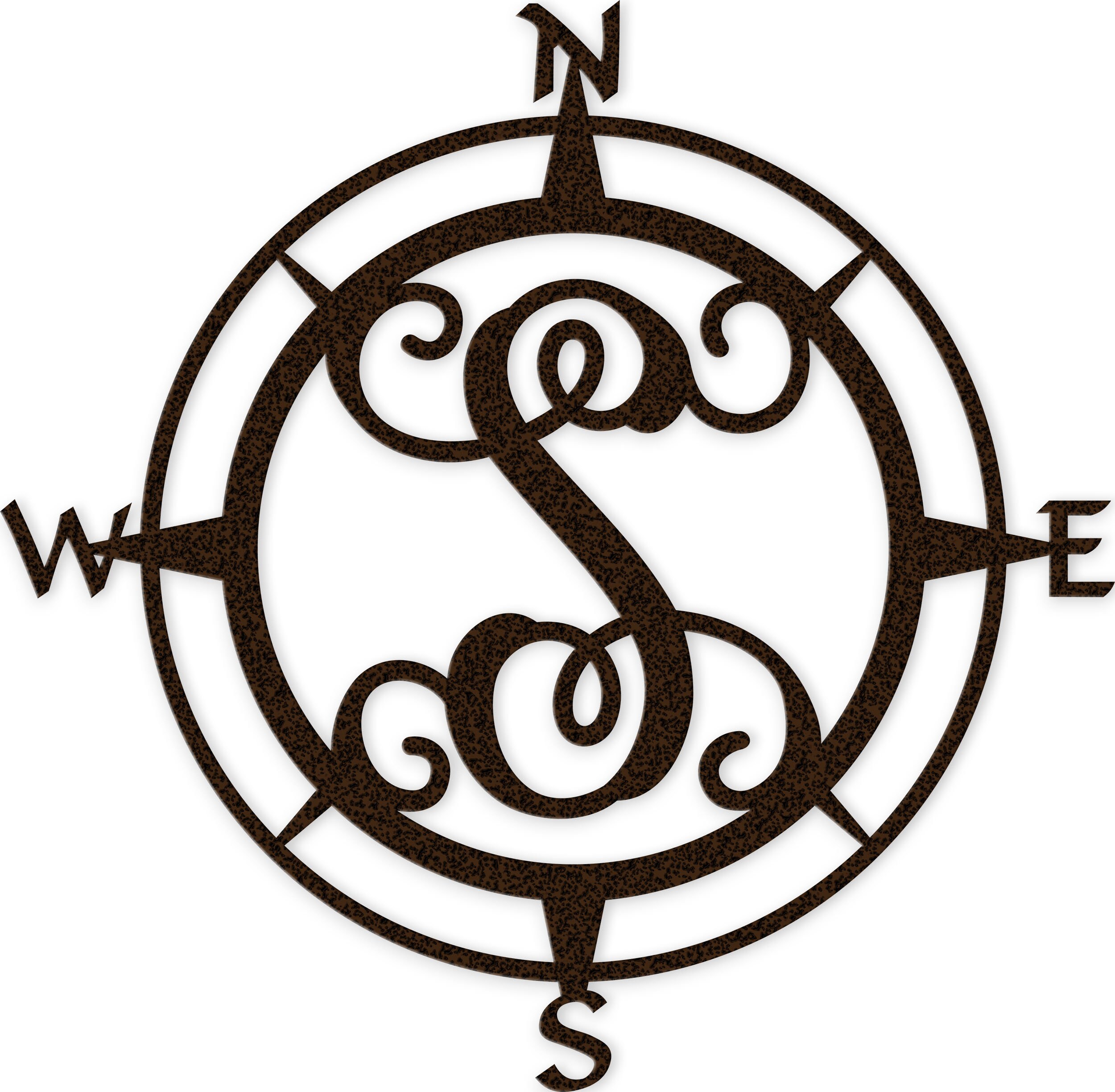 Compass Monogram Metal Sign, Metal Wall Art Words, Sign for Home With ...