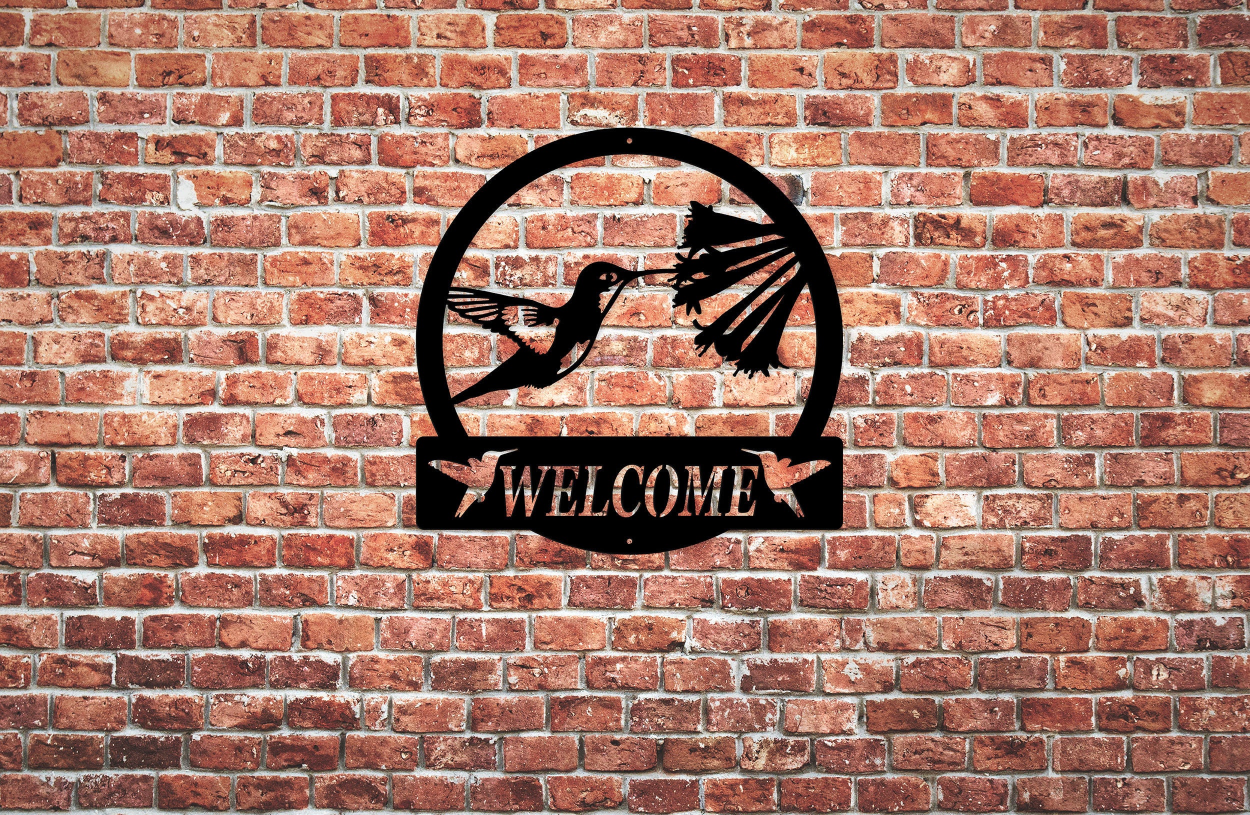 Hummingbird Welcome Metal Sign, Metal Wall Art Words, Sign for Home ...