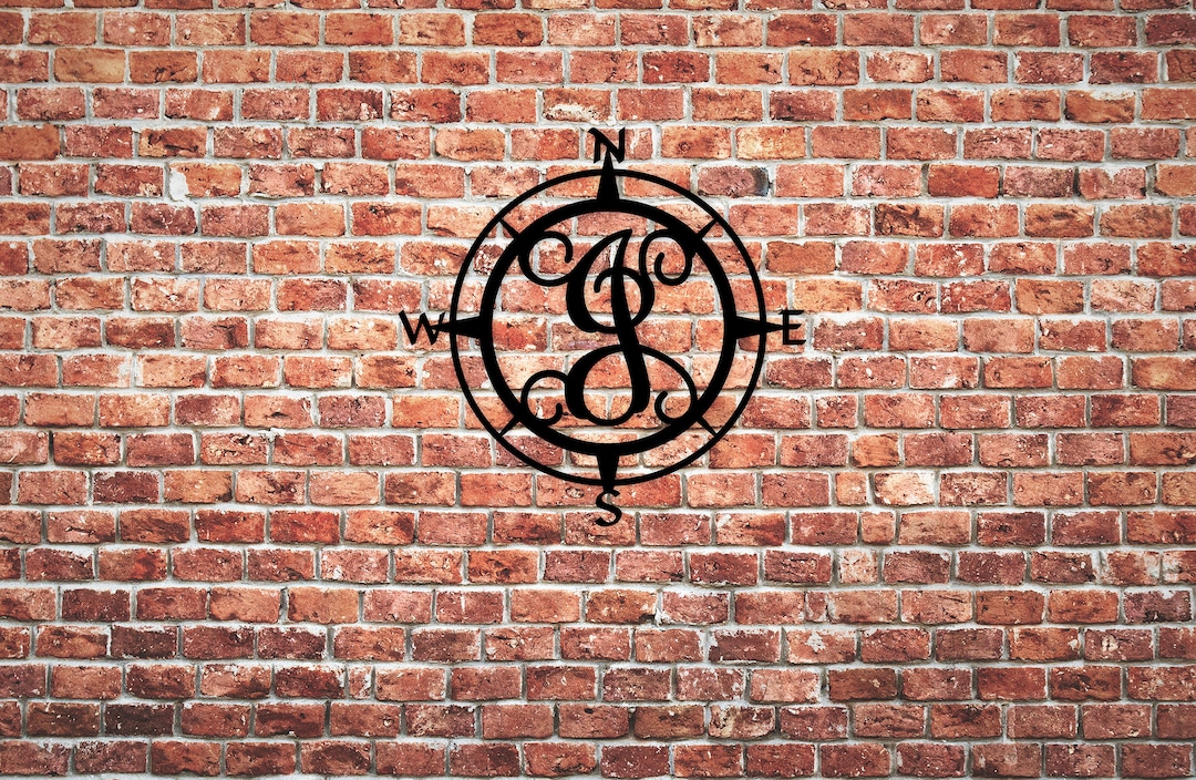 Compass Monogram Metal Sign, Metal Wall Art Words, Sign for Home With ...